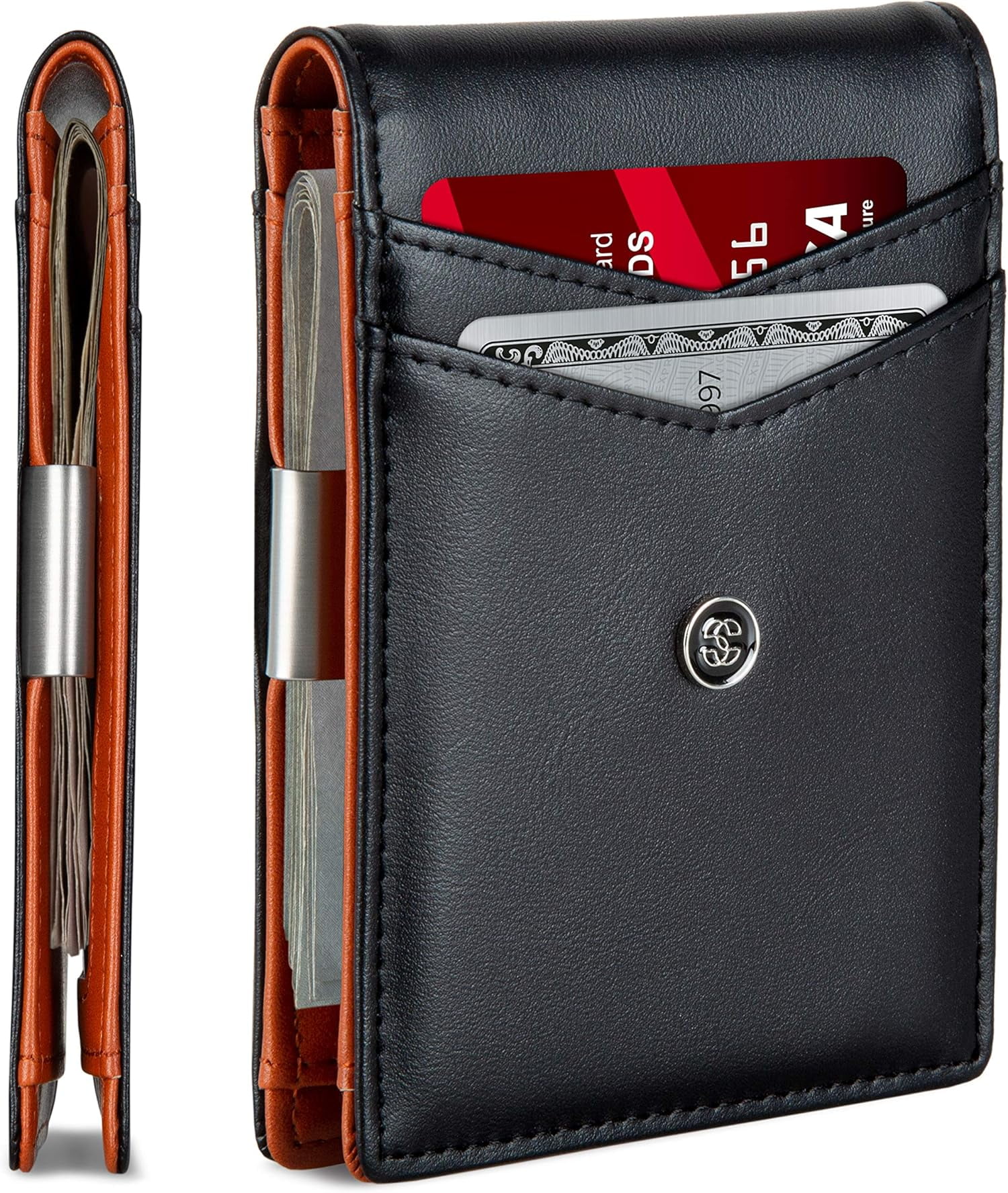 Leather Slim Wallets for Men. Wallet Card Holder with Clip. Low Profile ...
