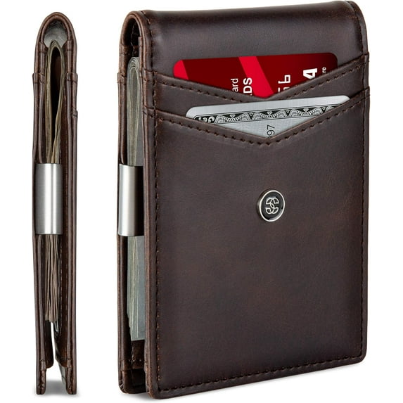 Leather Slim Wallets for Men. Wallet Card Holder with Clip. Low Profile ...