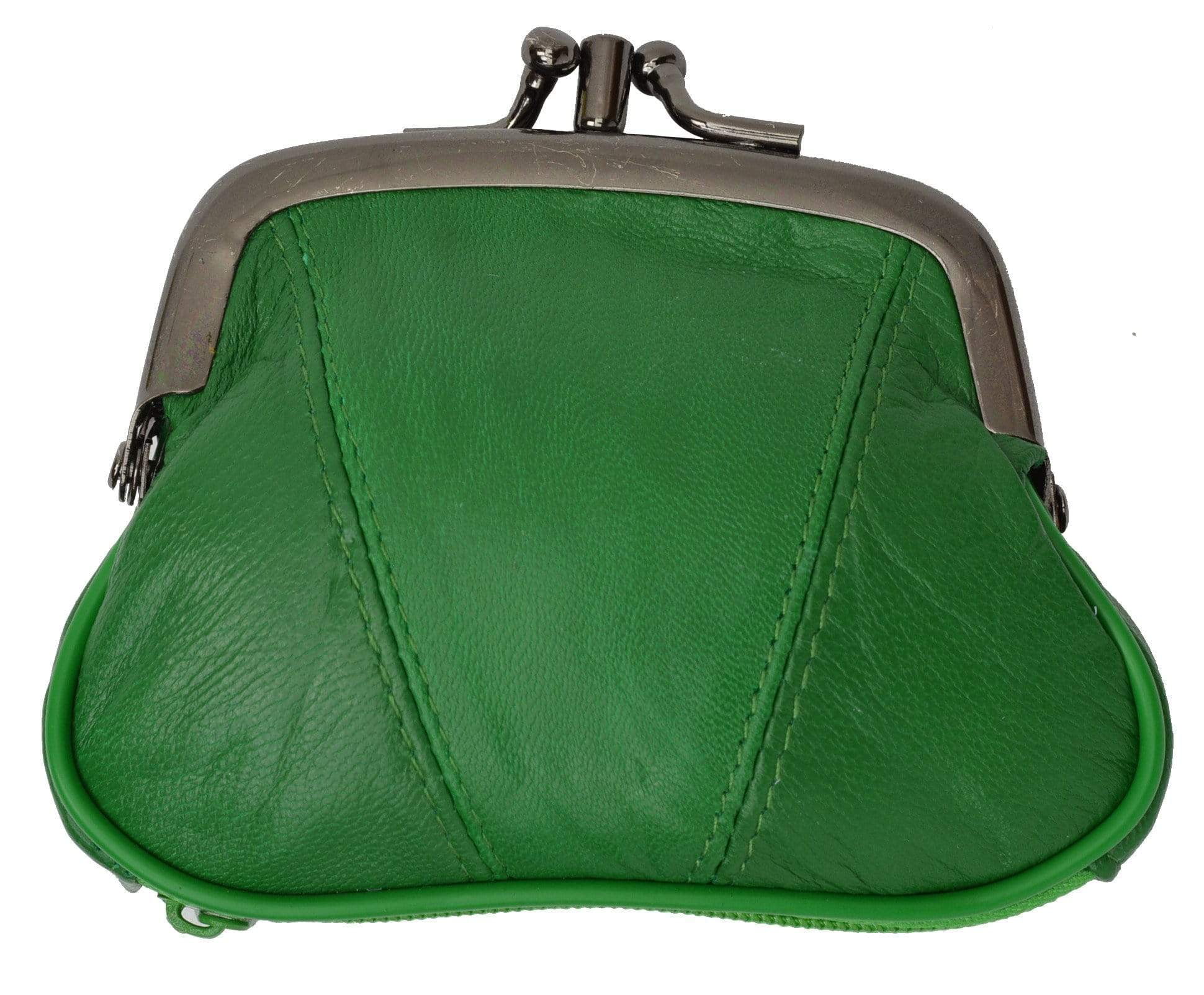 Leather Small Change Purse Double Frame with Zipper Pocket Y022 ...