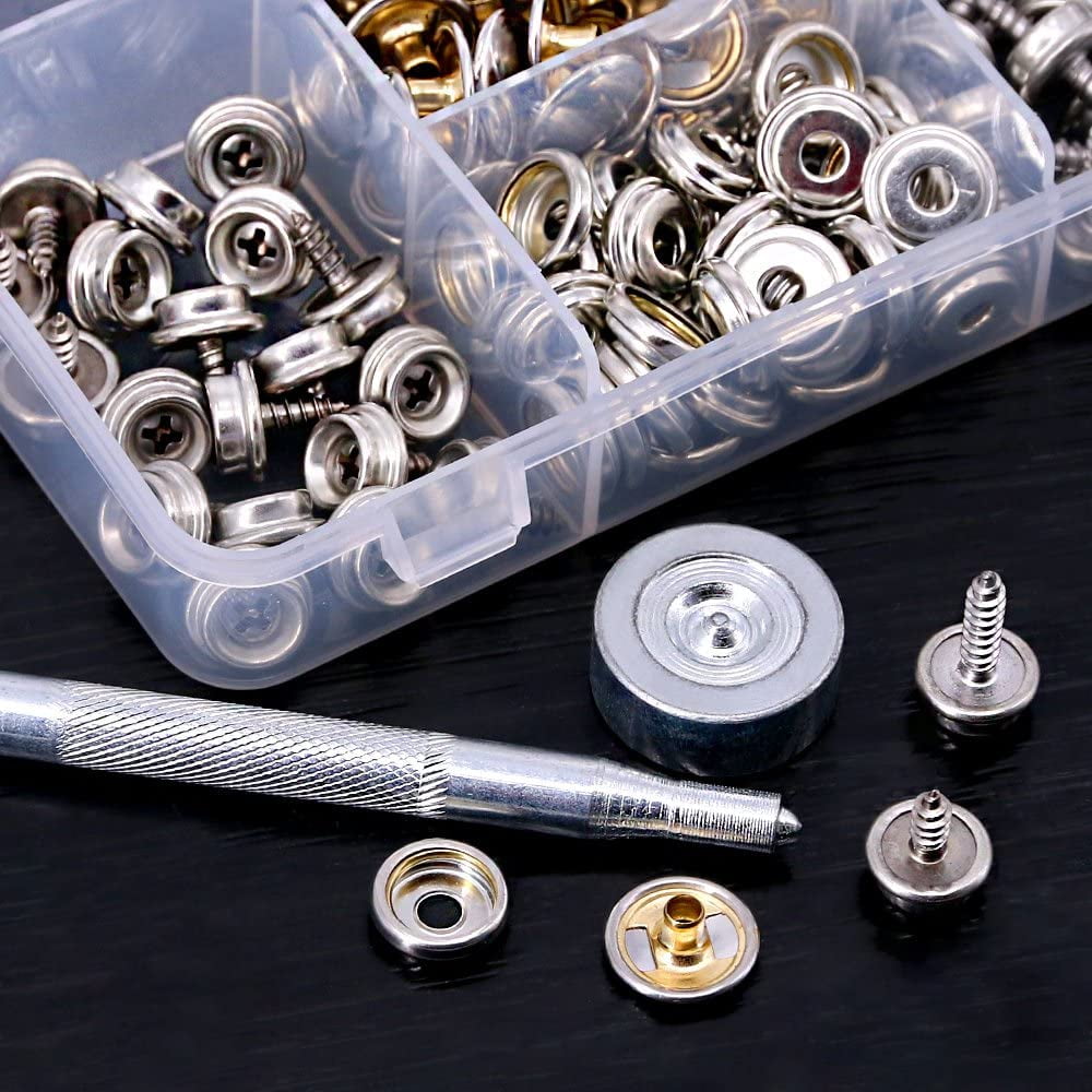 Leather Snap Fasteners Kit, 120 Pcs Metal Button Snaps Press Studs with ...