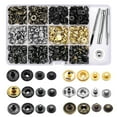 Leather Snap Fasteners Kit 120 Set Metal Button Snaps with Setter Tools ...