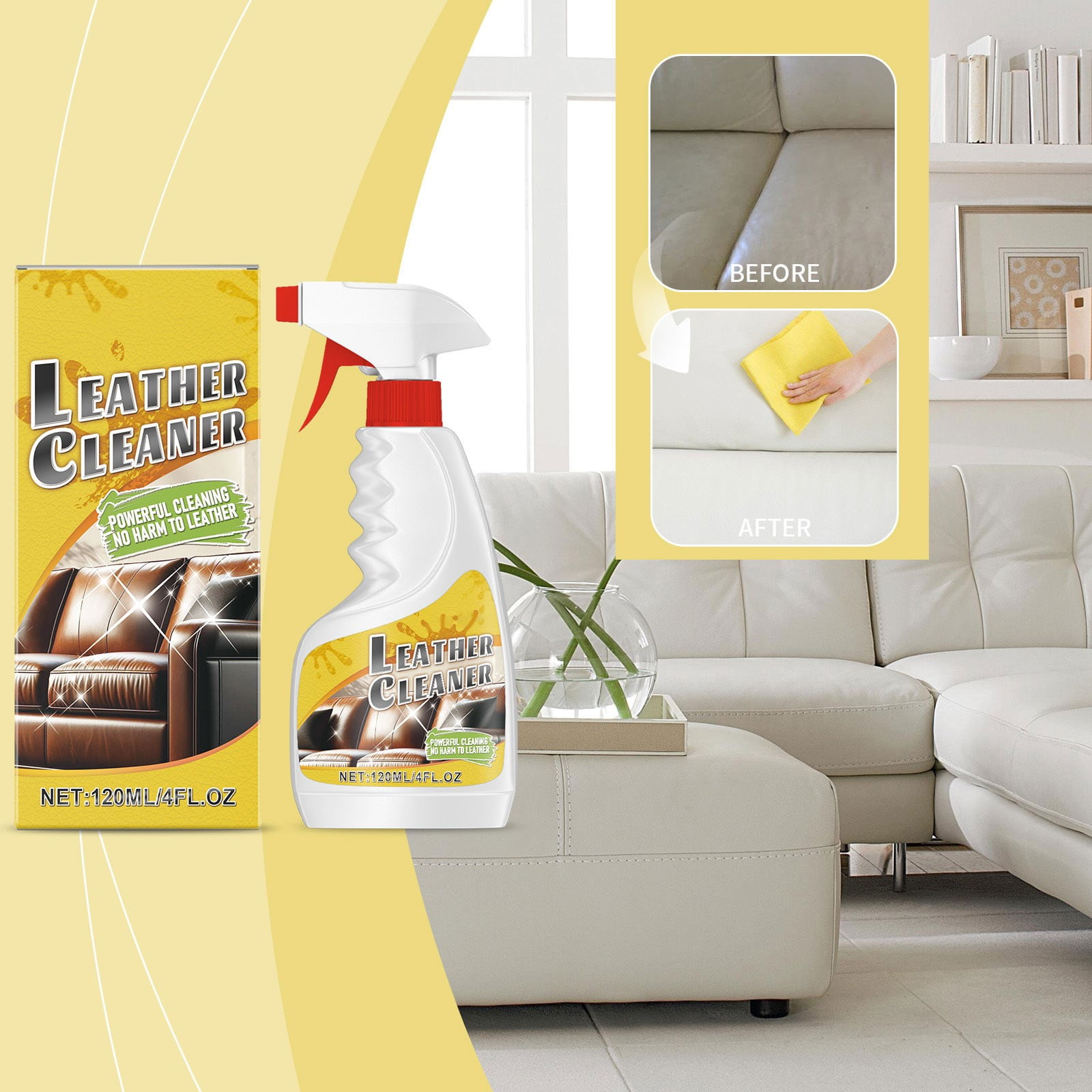Leather Sofa Cleaner, Stain Remover Spray, 120ml Concentrated Liquid ...