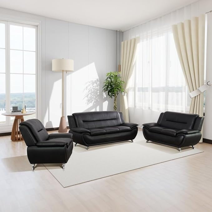 Leather Sofa Set for Living Room 3 Piece Living Room Furniture Set ...