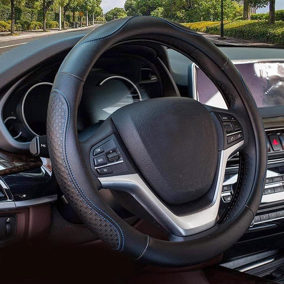 Leather Steering Wheel Covers Universal 15 inch -Breathable, Anti Slip ...