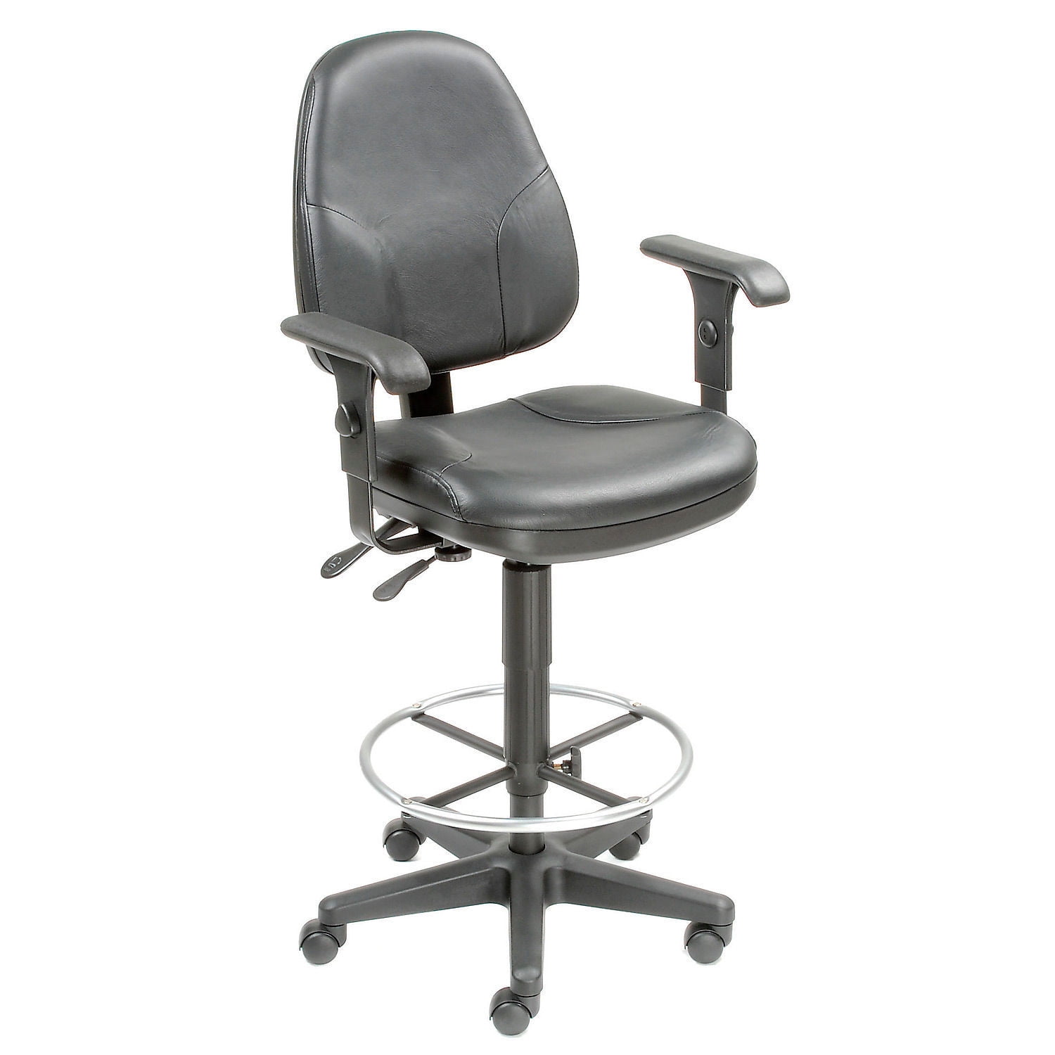 Leather Stool - Operator Synchro Mechanism - 360° Footrest With ...