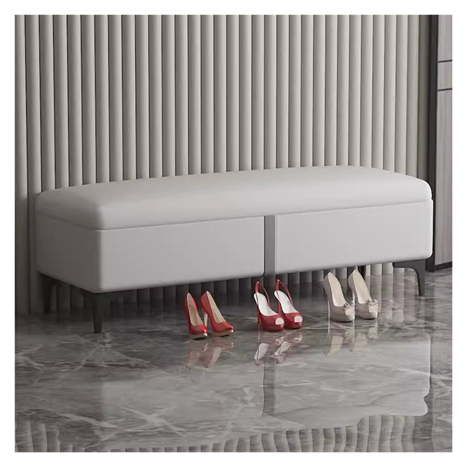 Leather Storage Chest with Lift Top,Entryway Ottoman Bench with Large ...