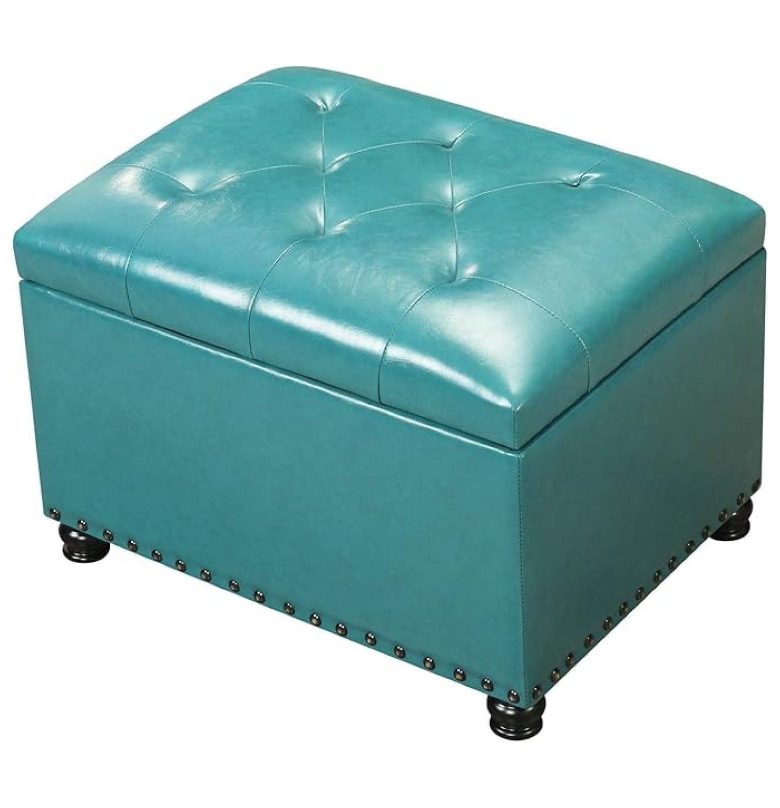 Leather Storage Ottoman, 24" Rectangle Tufted Upholstered , Foot Rest ...