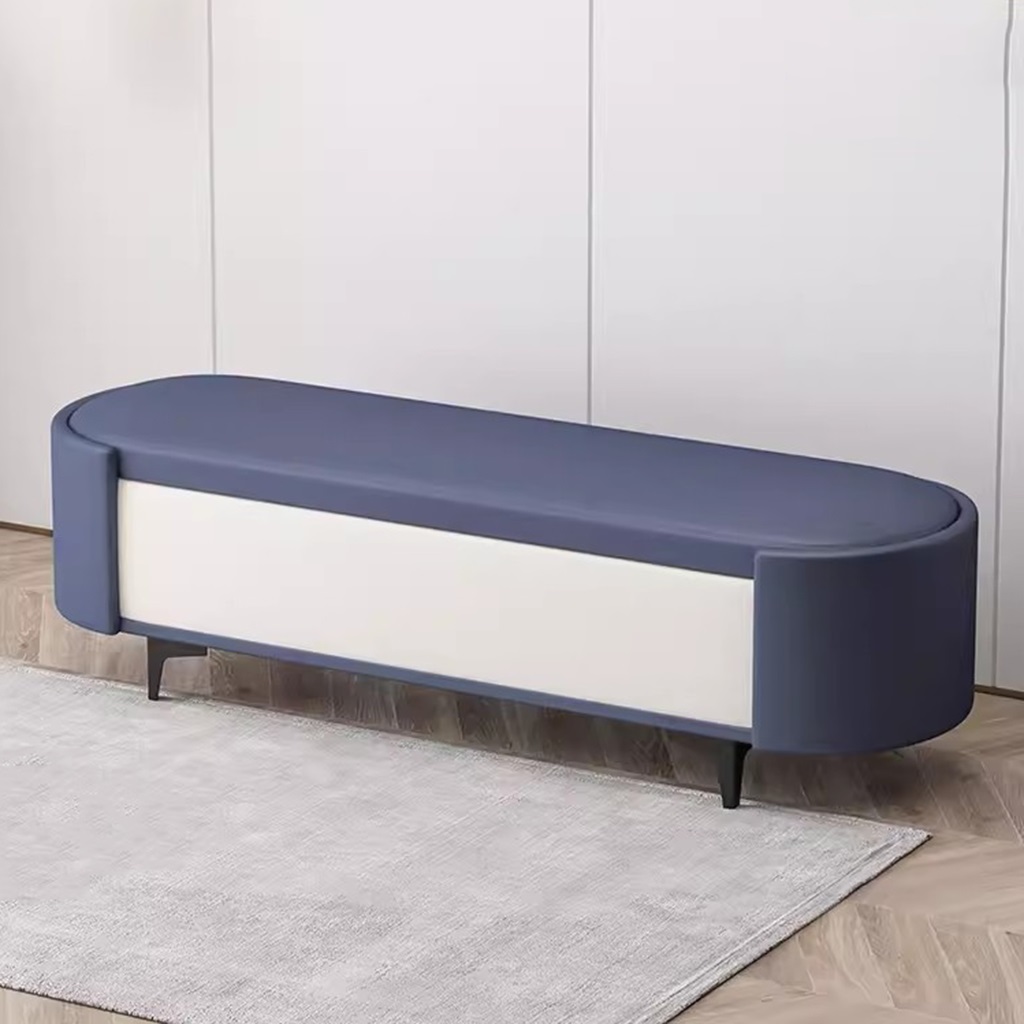 Leather Storage Ottoman Bench with Padded Seat Cushion,Rectangular ...