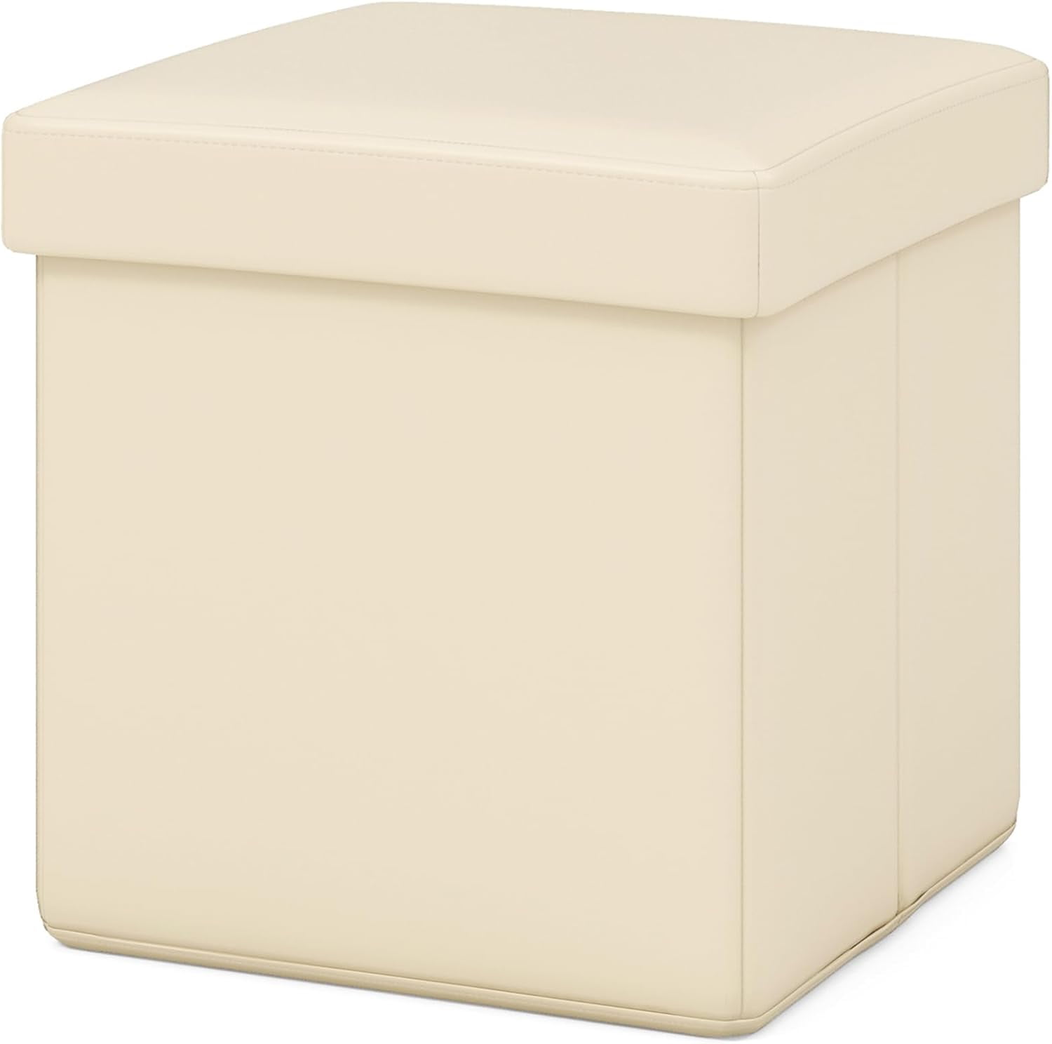 Leather Storage Ottoman Cube, 15 Inch Foldable Foot Rest Stool with ...