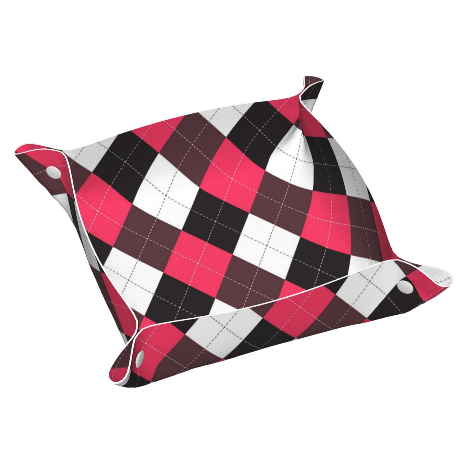 Leather Storage Tray with Snap Buttons, PVC Flat Pinstripe Diagonal ...