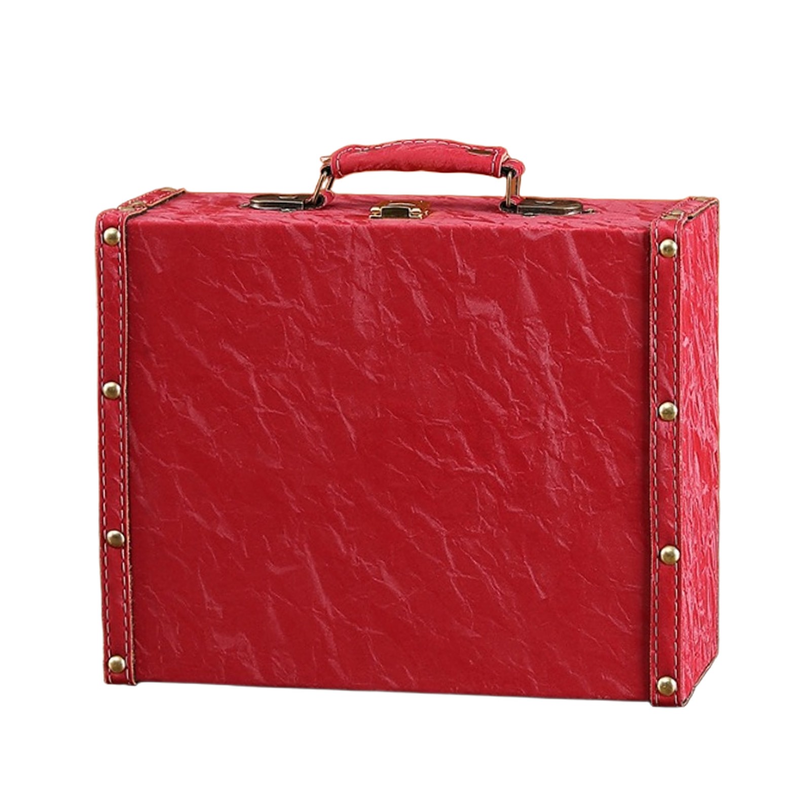 Leather Suitcase Set Wooden Storage Trunk Antique Luggage Display Prop ...