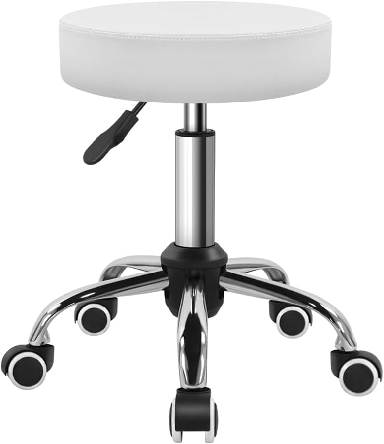 Leather Swivel Stool with Wheel for Salon Work Home Shop Height ...