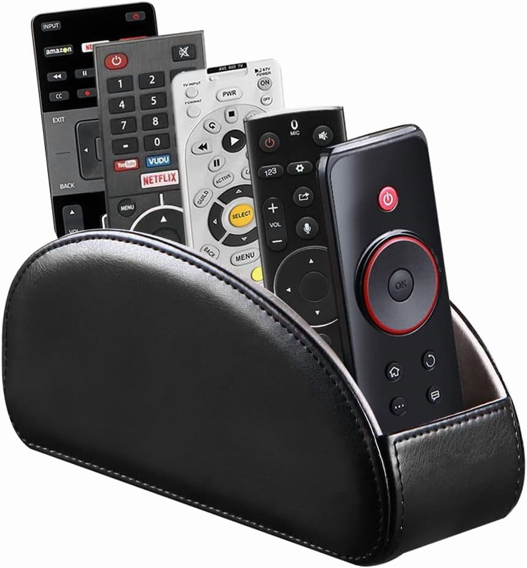 Leather TV Remote Control Holder with 5 Compartments Remote Caddy ...