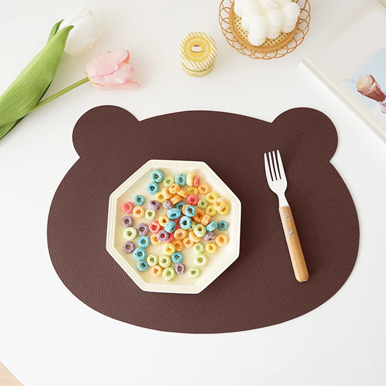 Leather Table Mats Oil Waterproof Heat Insulating Mats Bowl Mats Bear ...