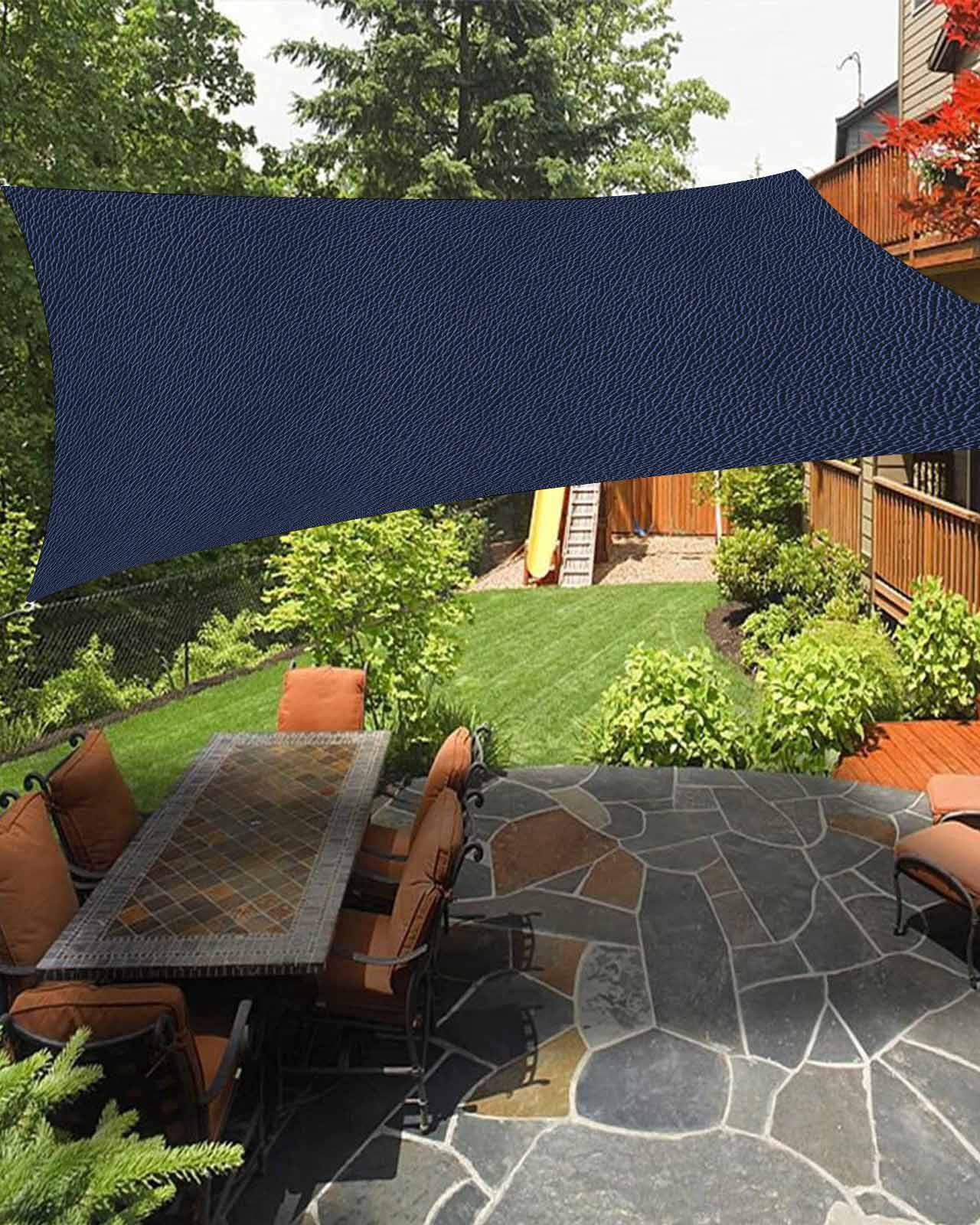 Leather Texture Sun Shade Sail 14'X18' Vintage Navy Blue Classic Art UV ...