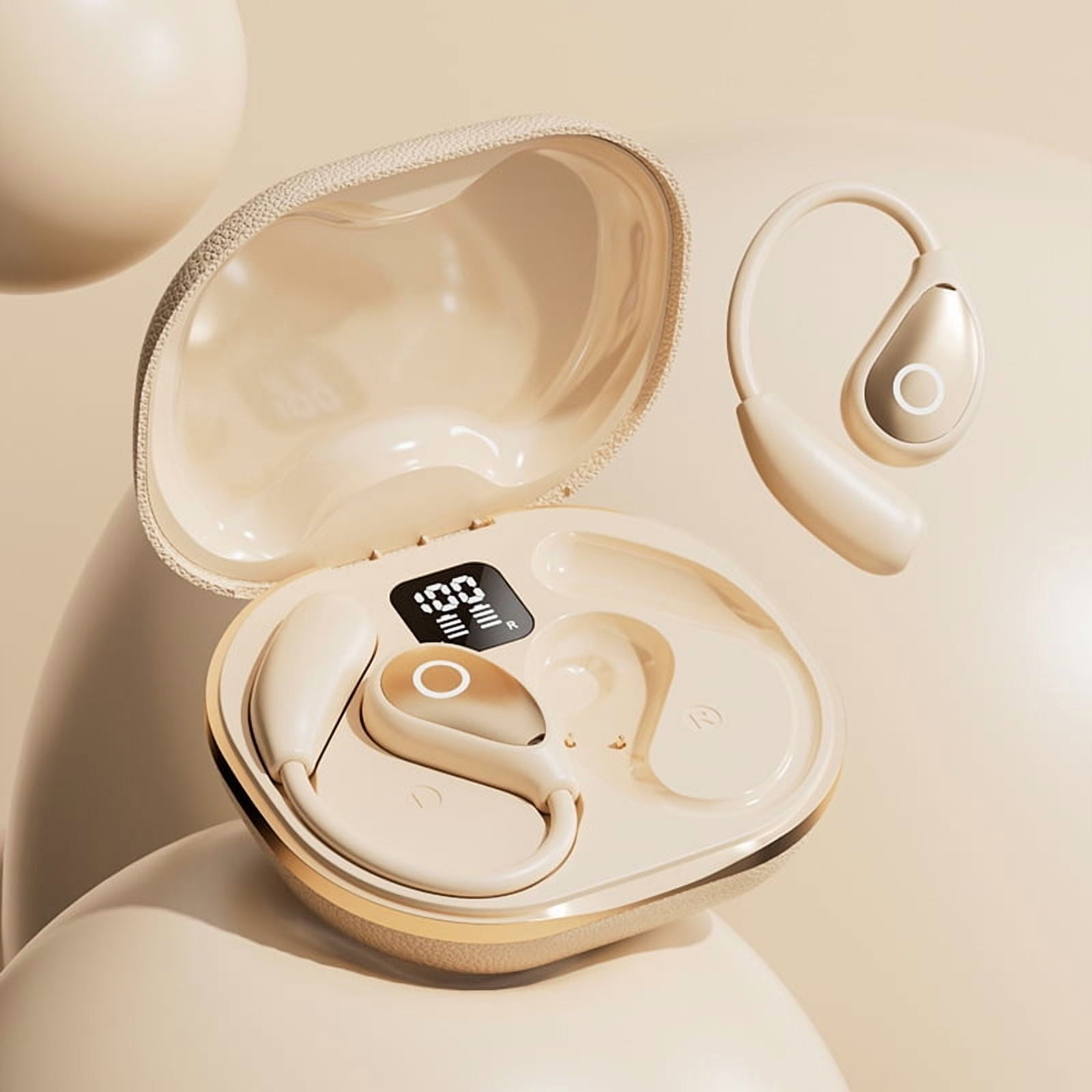 Leather-Textured AI Translation Earbuds | Open-Ear, Wireless Bluetooth ...