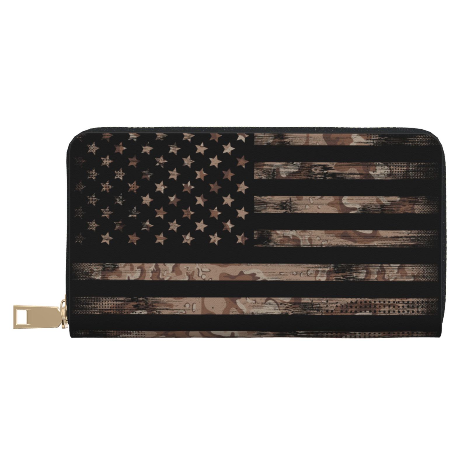 Leather Thin Slim Wallets for Women Men - American Flag with Desert ...