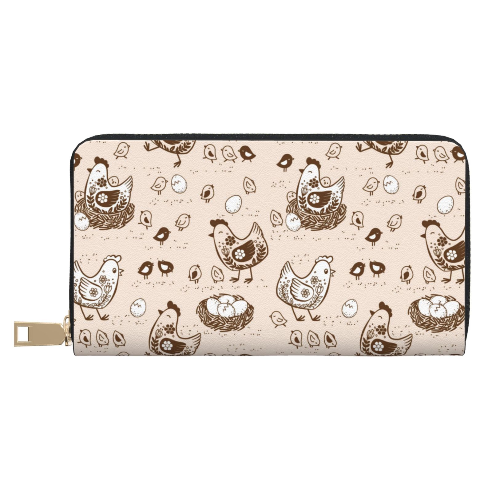 Leather Thin Slim Wallets for Women Men - Cartoon Cute Chicken Eggs ...