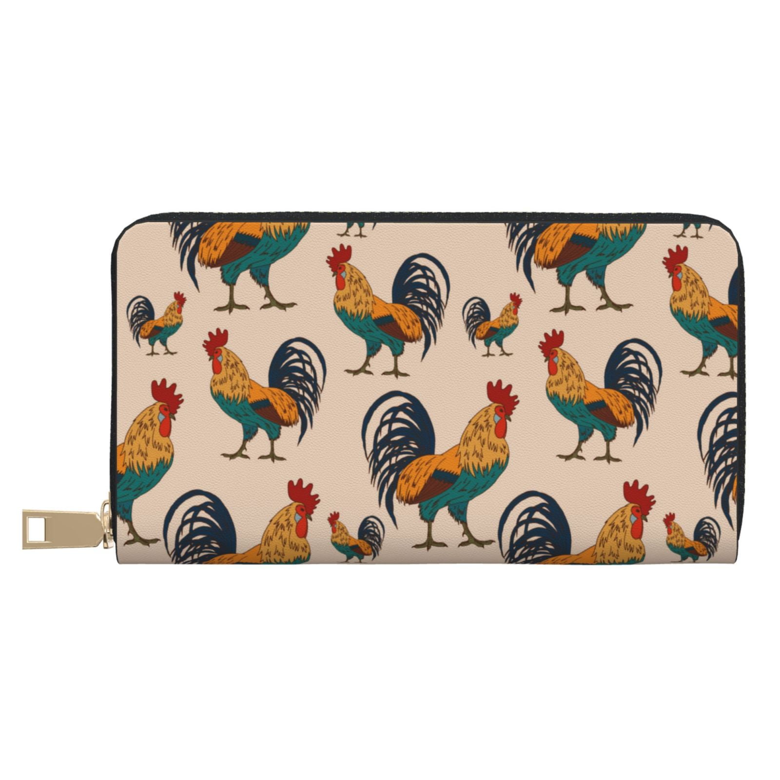 Leather Thin Slim Wallets for Women Men - Cartoon Cute Rooster Chicken ...