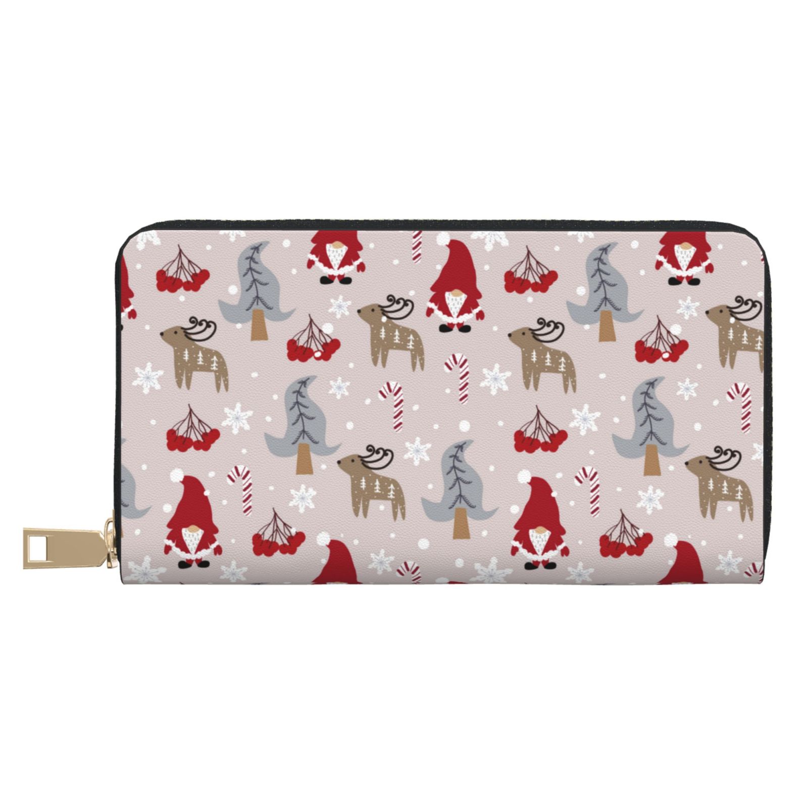 Leather Thin Slim Wallets for Women Men - Cartoon Santa and Reindeer ...
