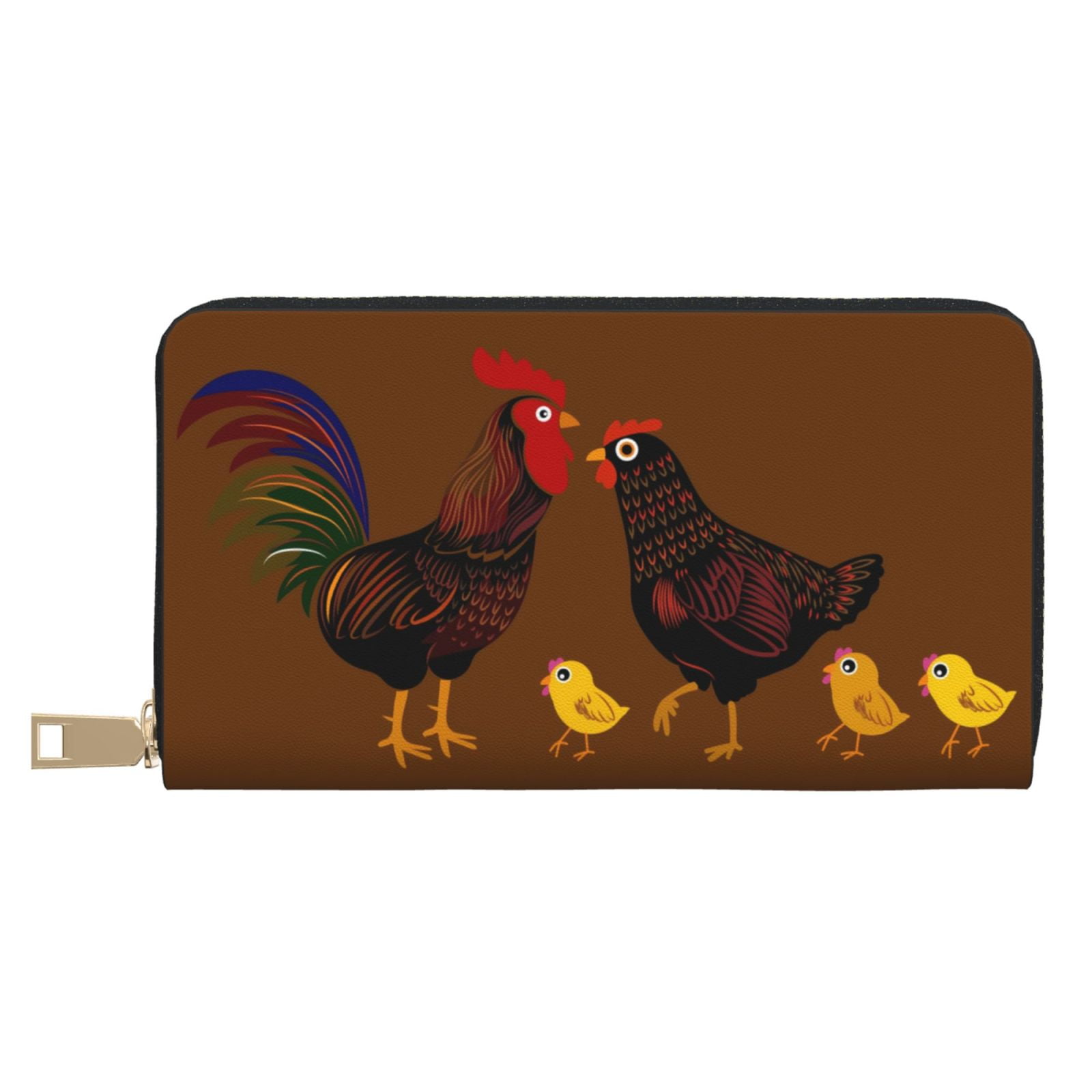 Leather Thin Slim Wallets for Women Men - Chicken Farm Animal Clutch ...