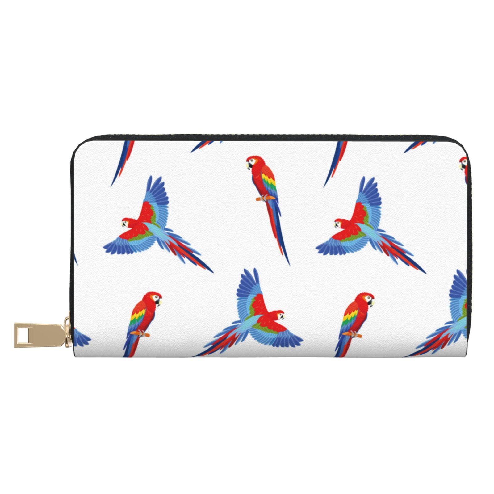 Leather Thin Slim Wallets for Women Men - Colorful Cute Macaw Parrot ...