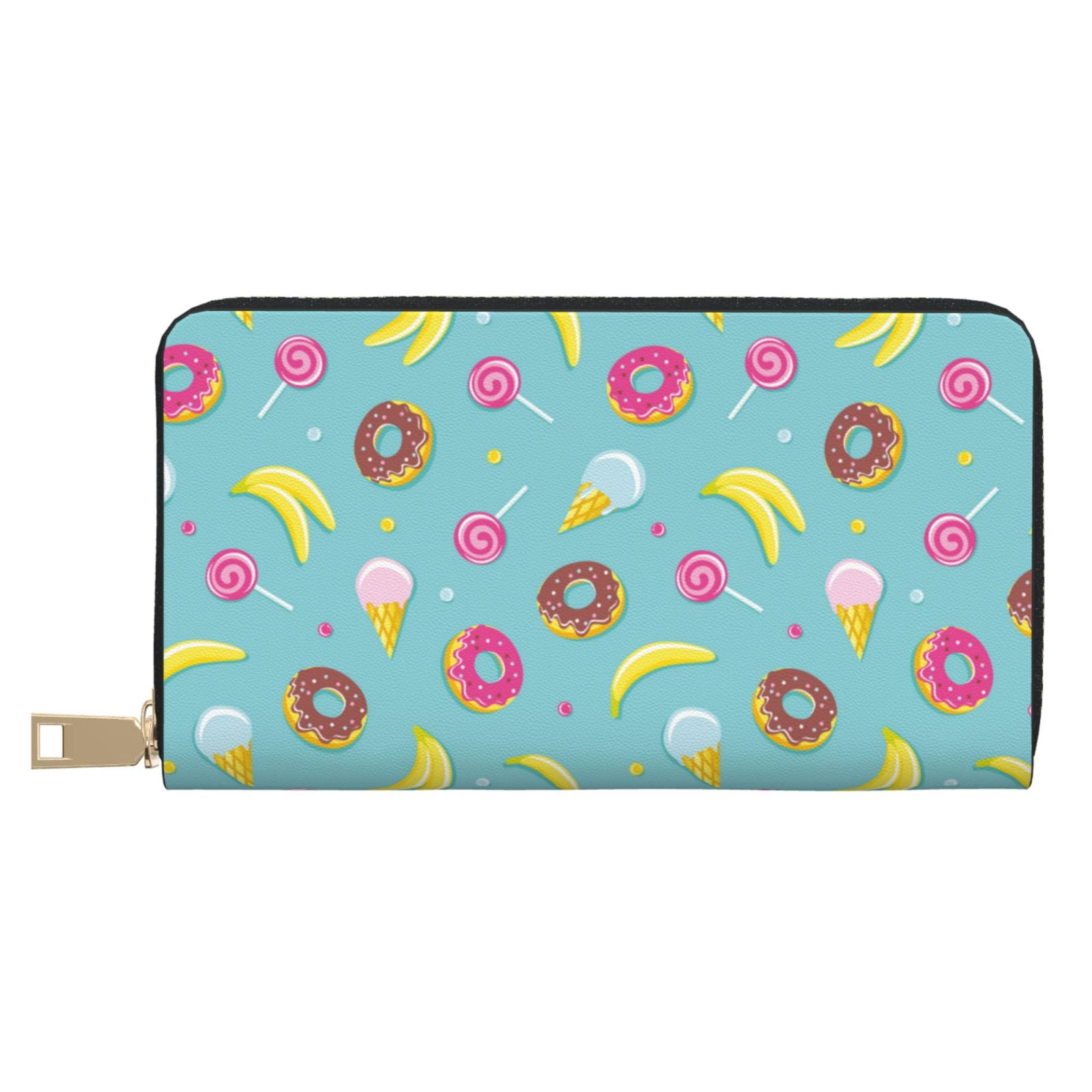 Leather Thin Slim Wallets for Women Men - Cute Banana Candy Ice Cream ...