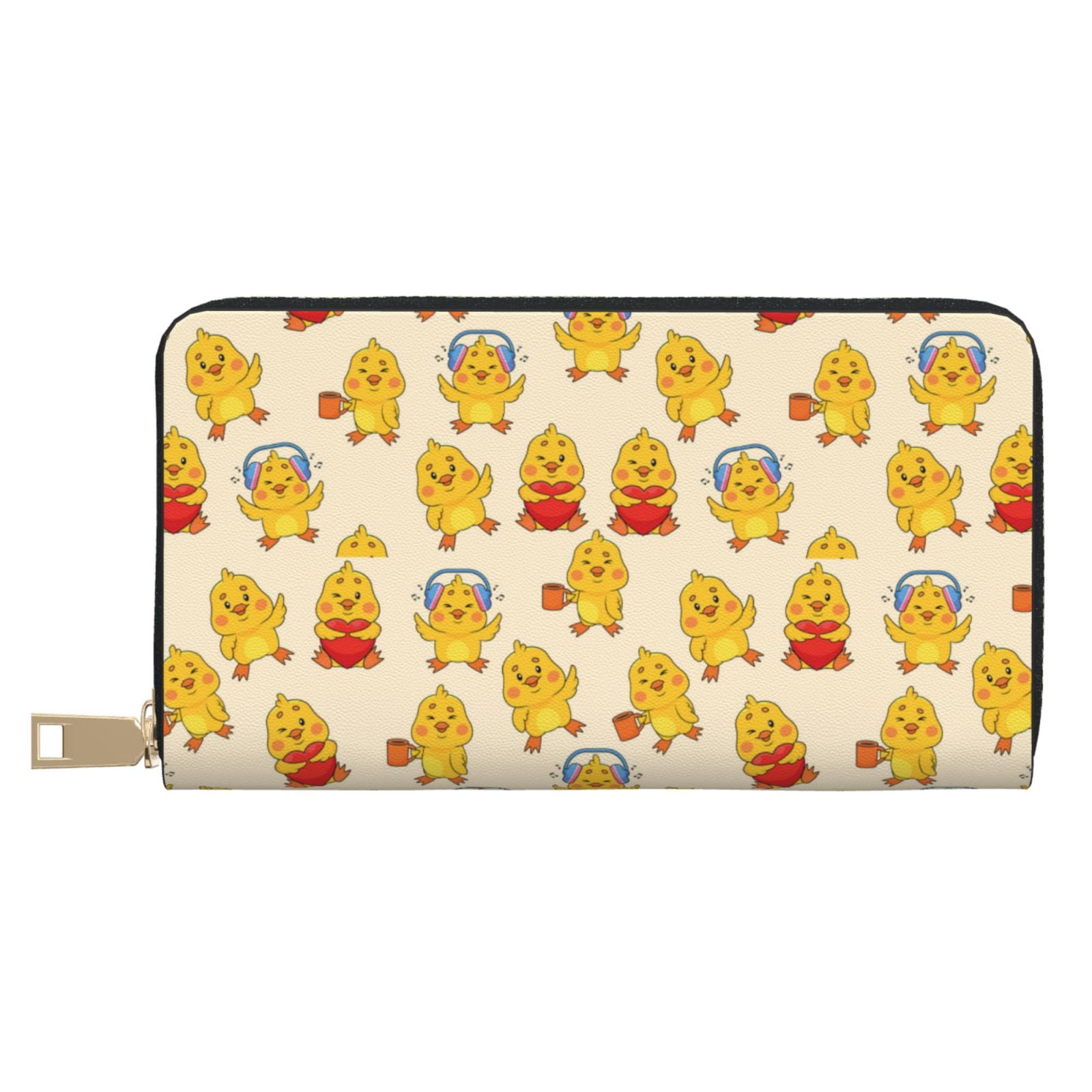 Leather Thin Slim Wallets for Women Men - Cute Chicken Clutch Card ...