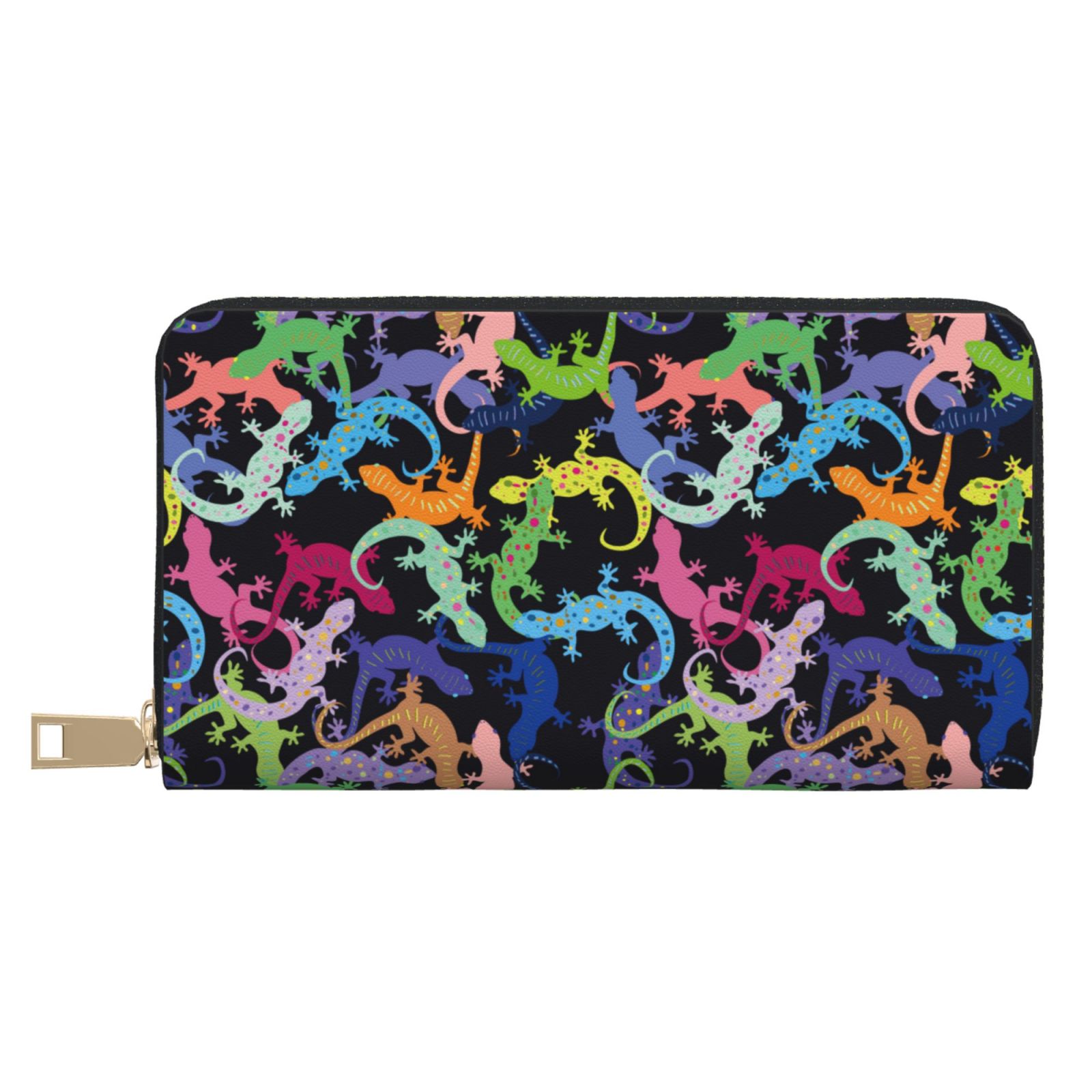 Leather Thin Slim Wallets for Women Men - Cute Gecko Lizard Green ...