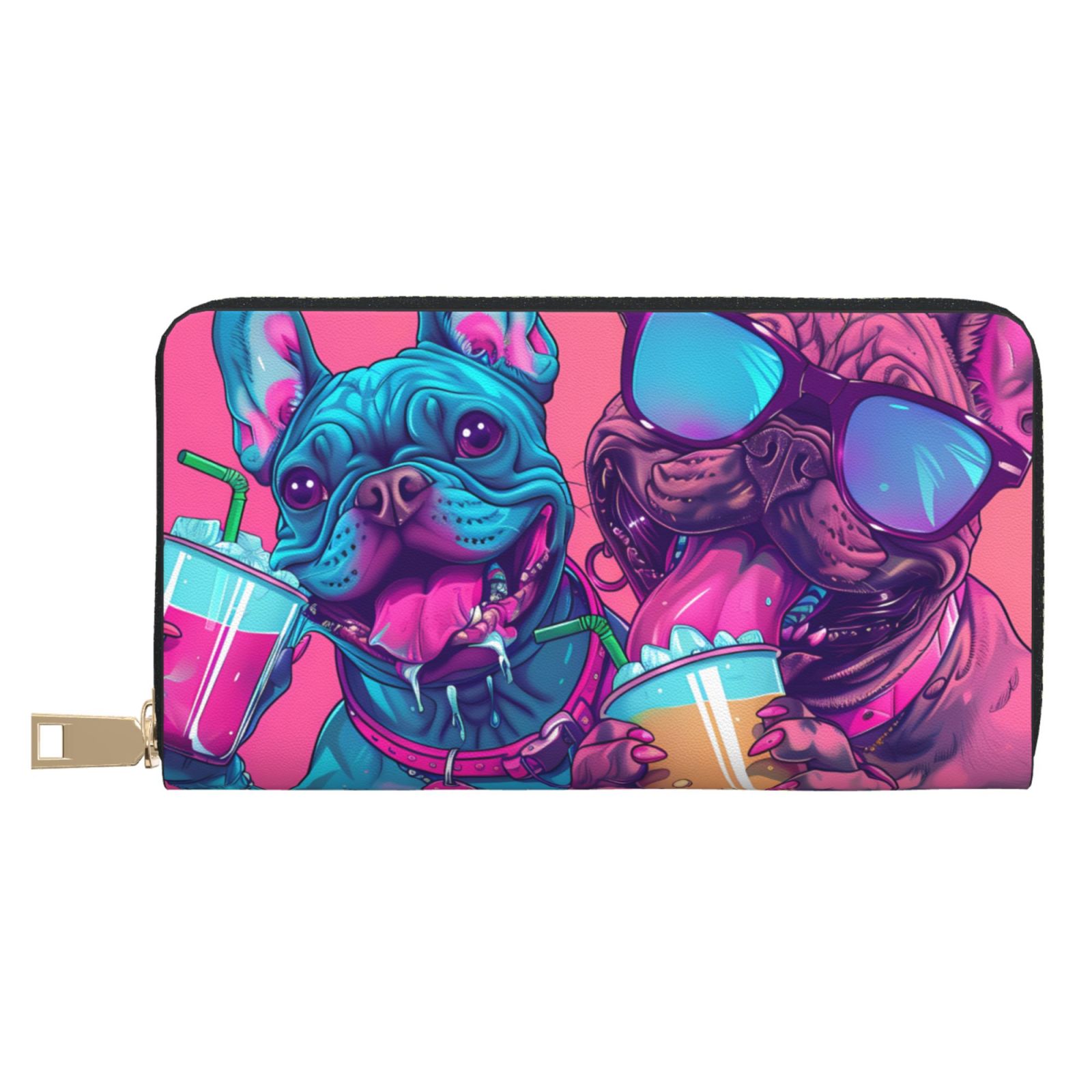 Leather Thin Slim Wallets for Women Men - French Bulldog Cool No.102 ...