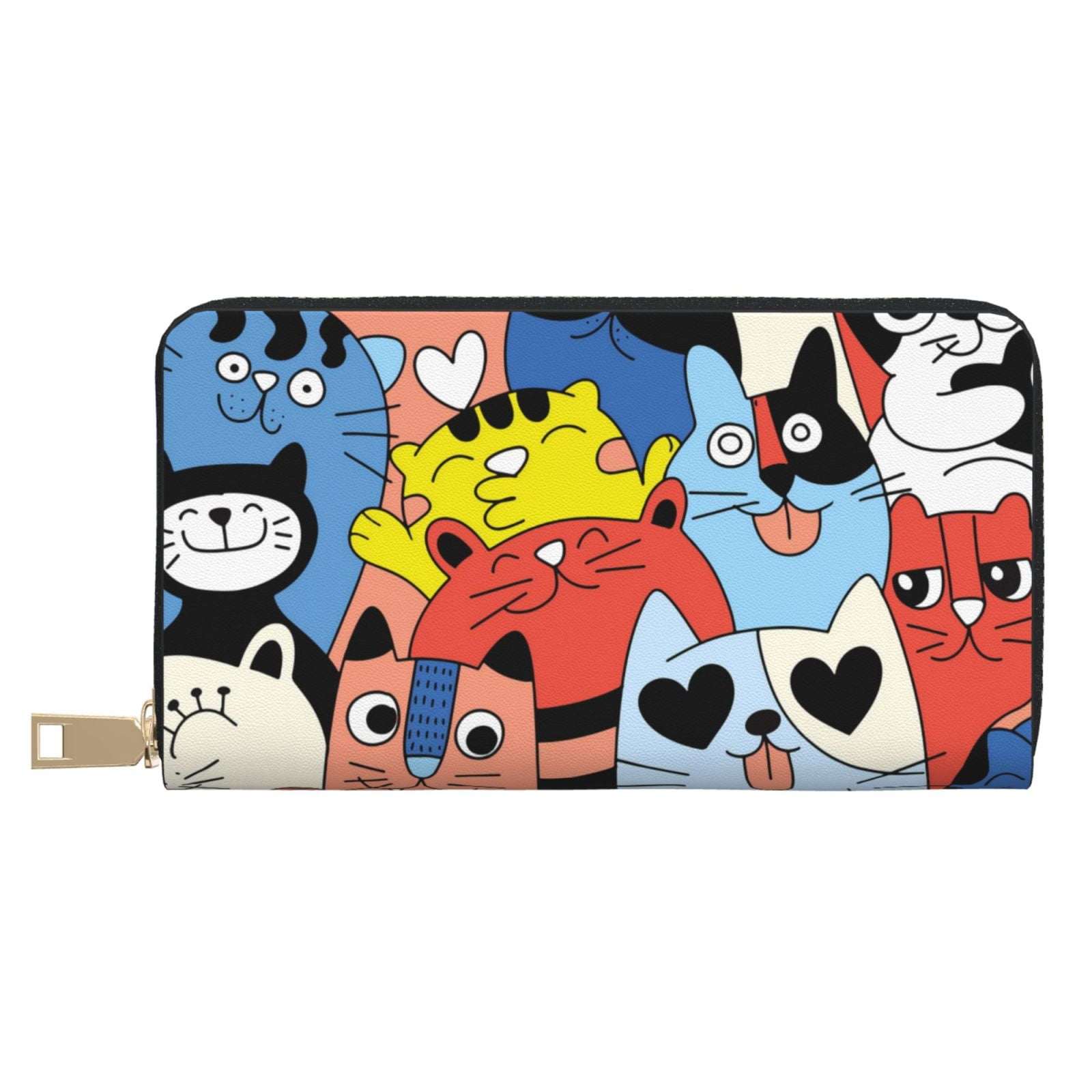 Leather Thin Slim Wallets for Women Men - Funny Cats Clutch Card Wallet ...