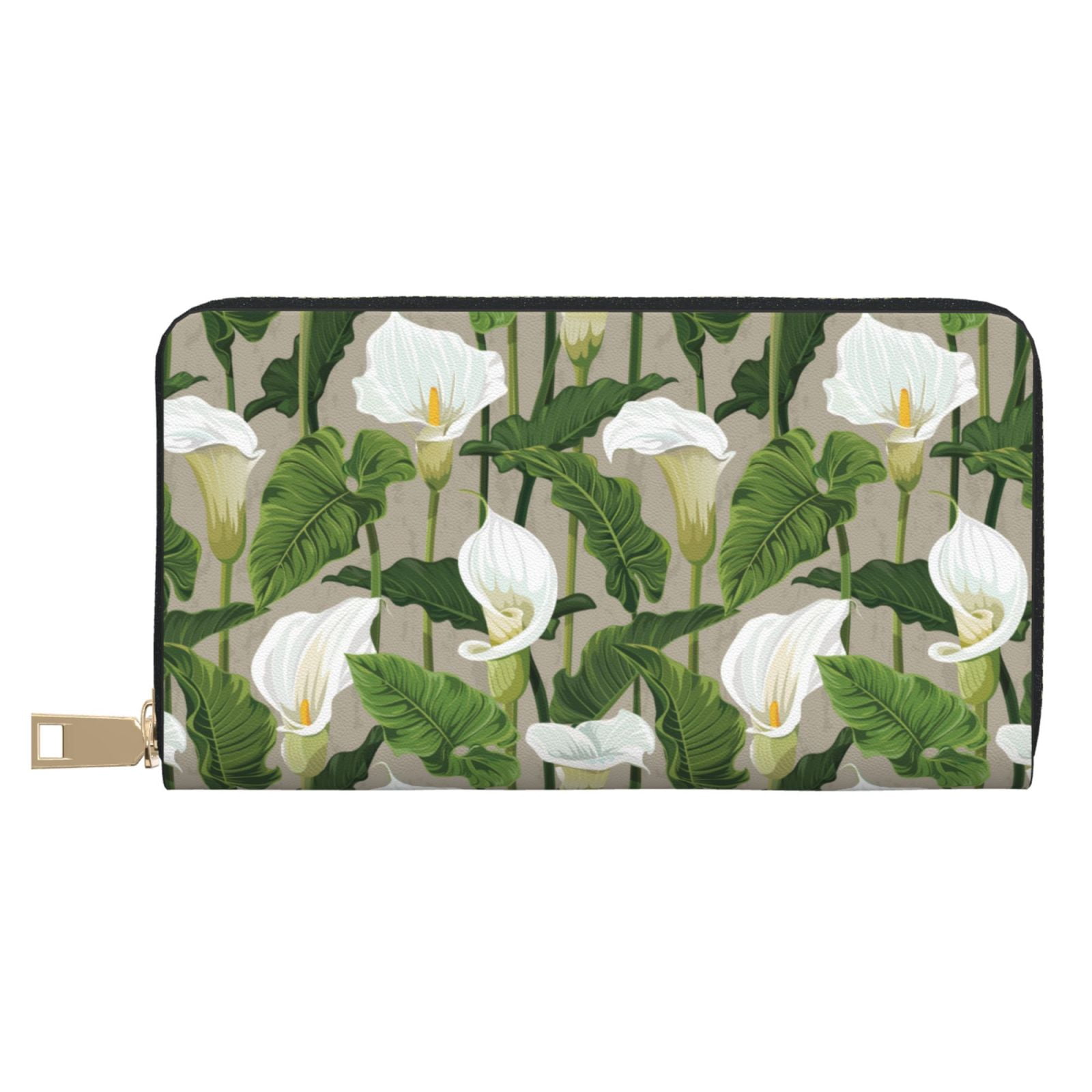 Leather Thin Slim Wallets for Women Men - Gorgeous Calla Lily Flowers ...