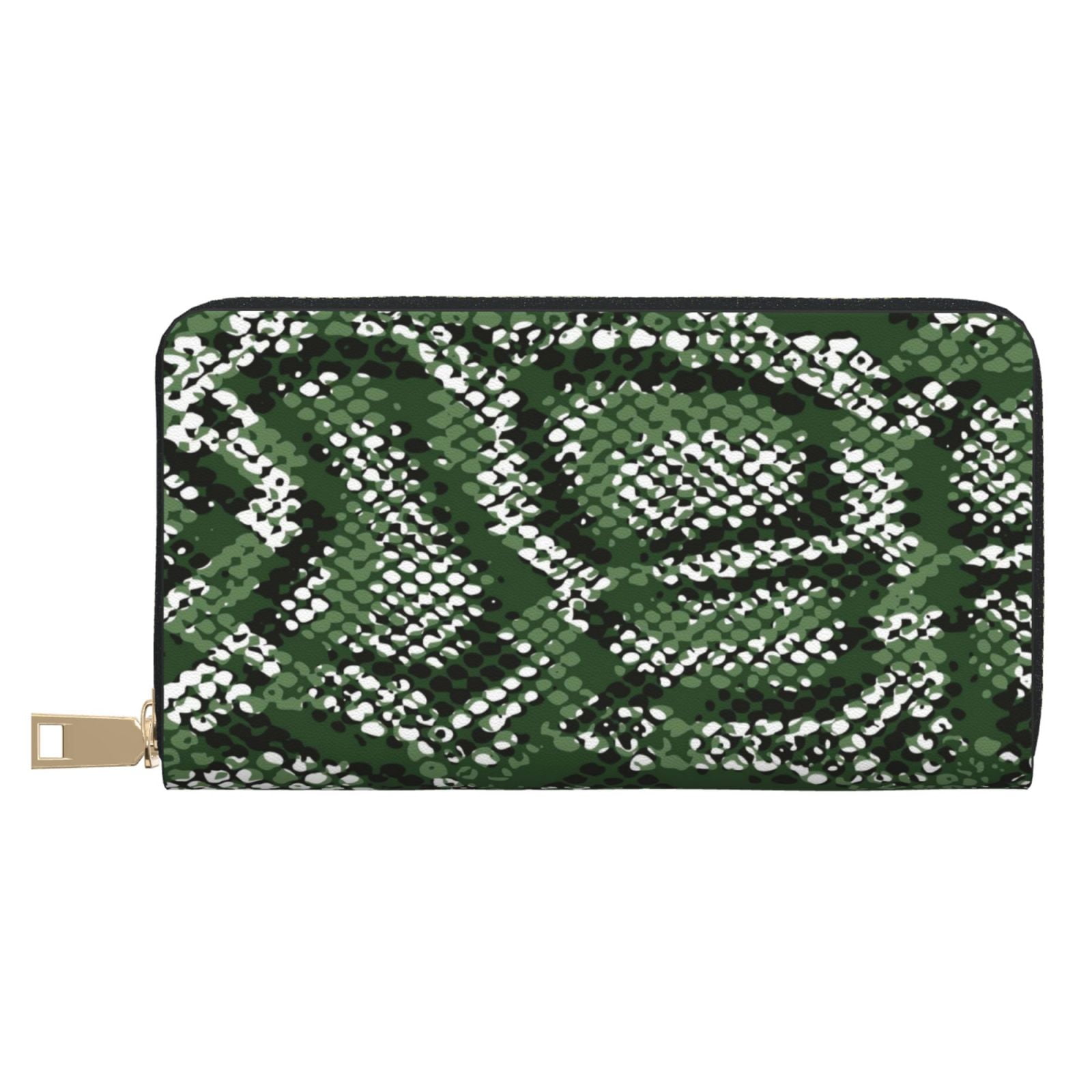 Leather Thin Slim Wallets for Women Men - Green Snakeskin Clutch Wallet ...