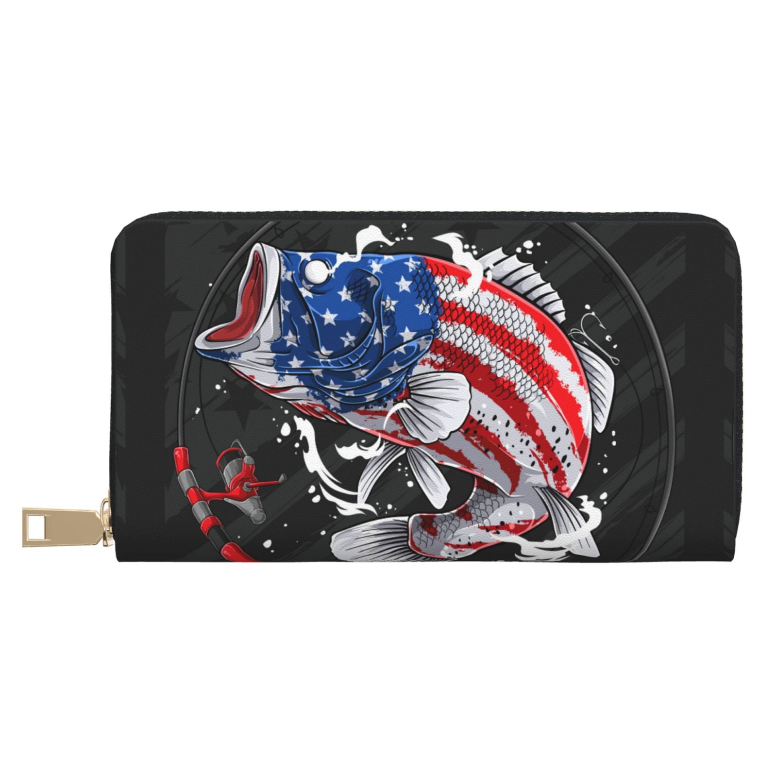 Leather Thin Slim Wallets for Women Men - Largemouth Bass Fish in USA ...