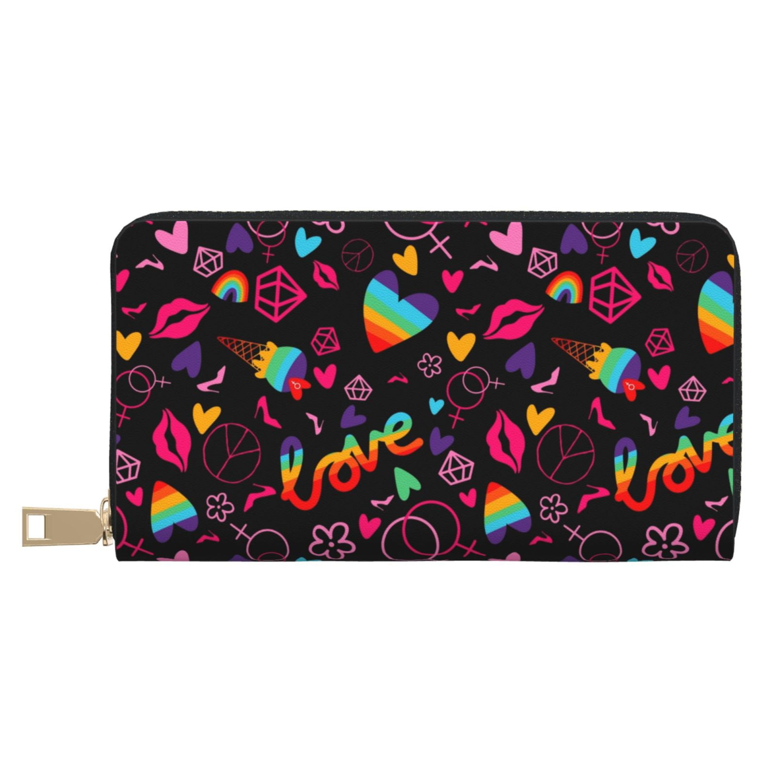 Leather Thin Slim Wallets for Women Men - Lgbt Rainbow For Pride Clutch Card Wallet for Women ...