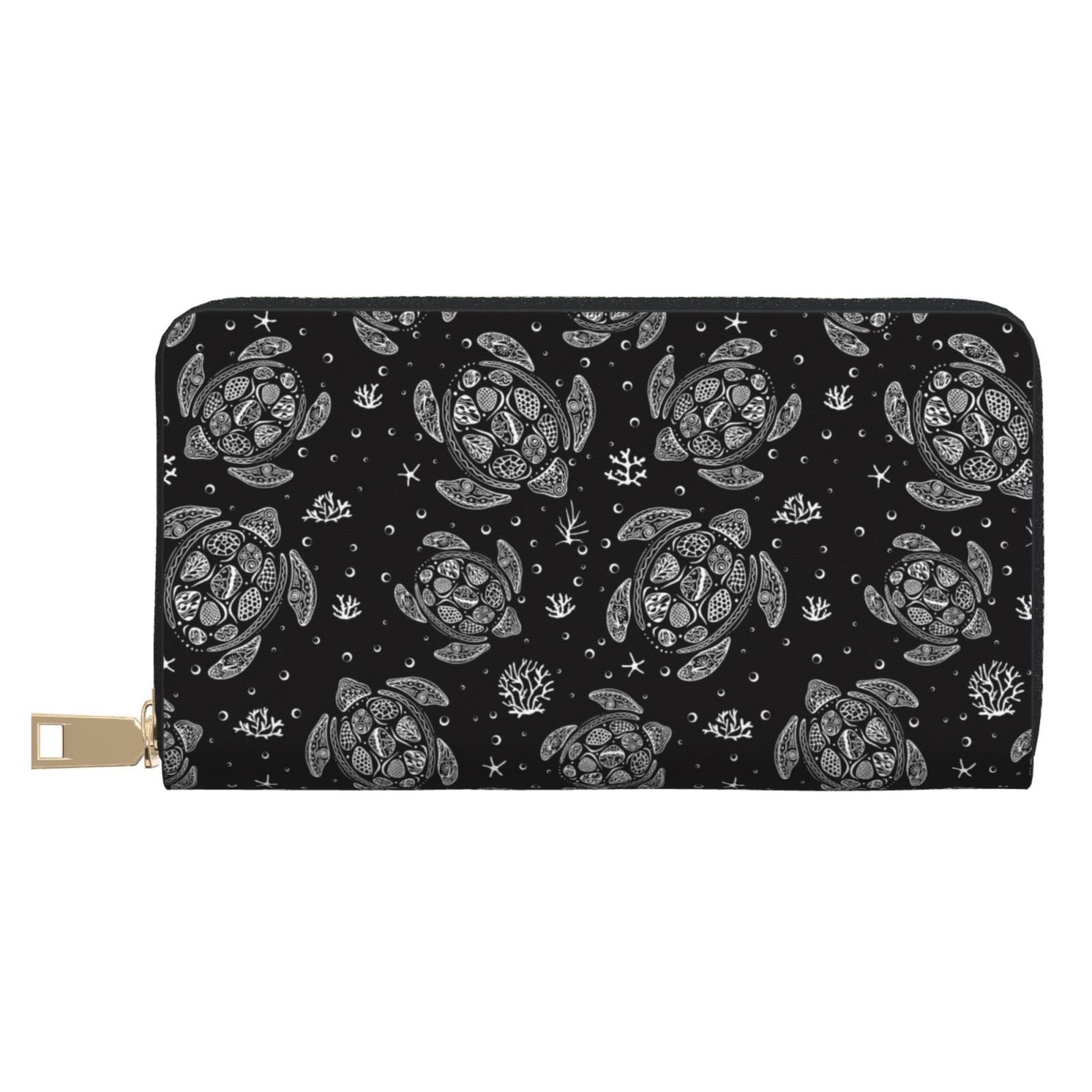 Leather Thin Slim Wallets for Women Men - Turtle print C Clutch Wallet ...