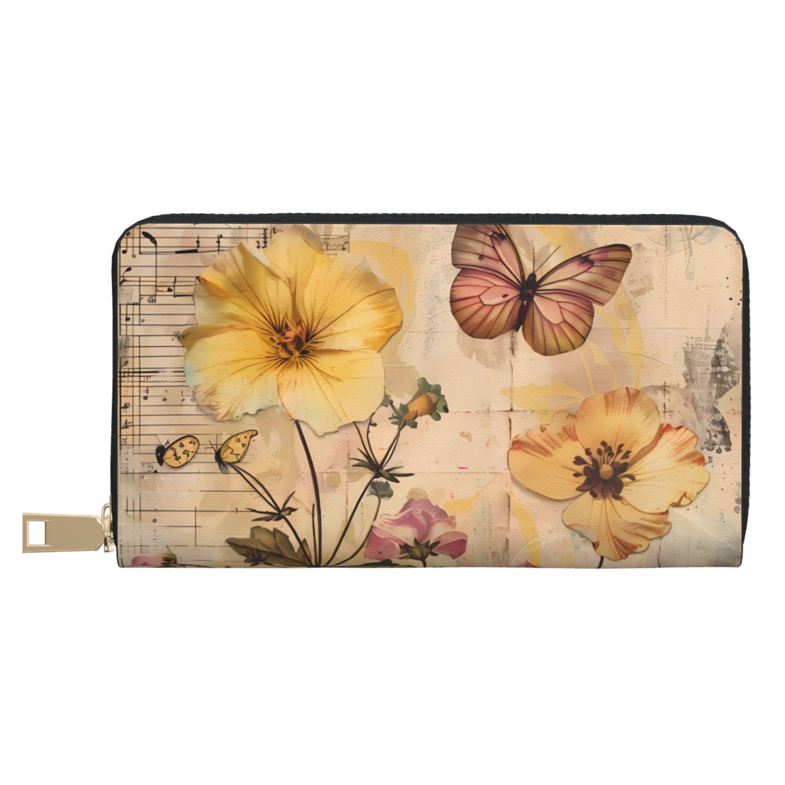 Leather Thin Slim Wallets for Women Men - Vintage Floral Butterfly ...