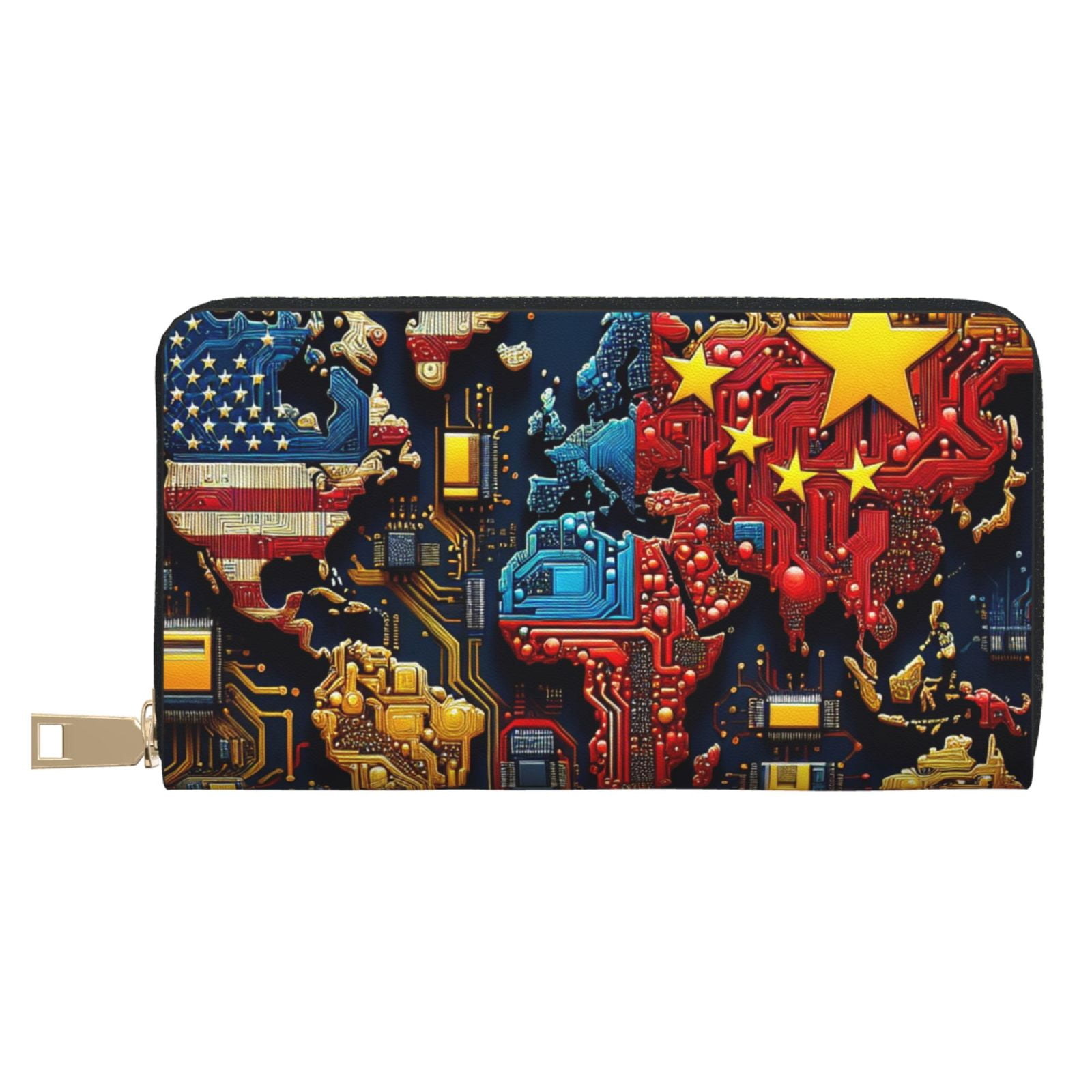 Leather Thin Slim Wallets for Women Men - World Map Of Digital Circuits ...