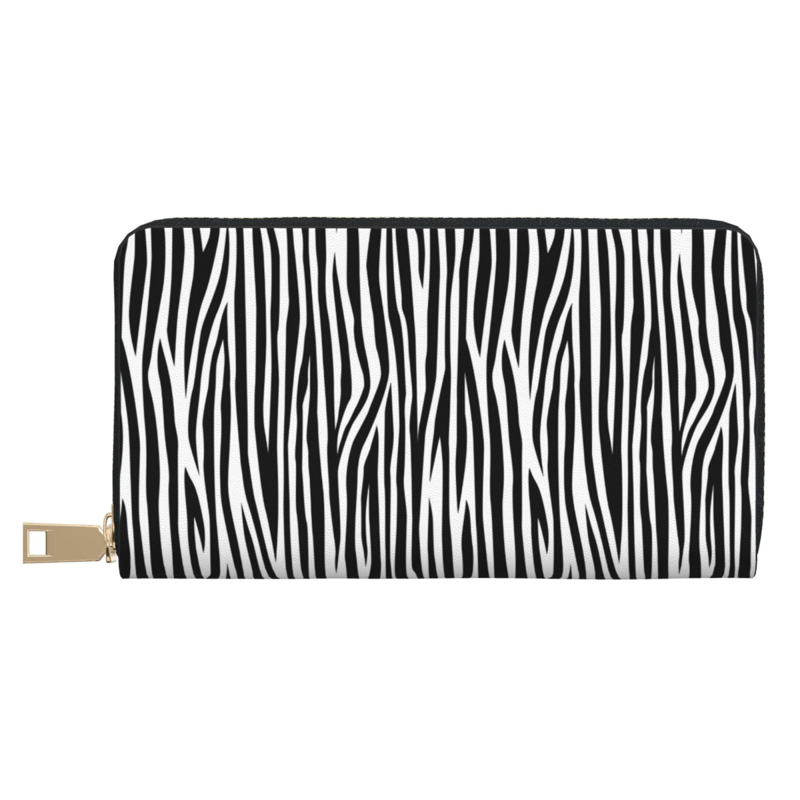 Leather Thin Slim Wallets for Women Men - Zebra Skin Clutch Card Wallet ...