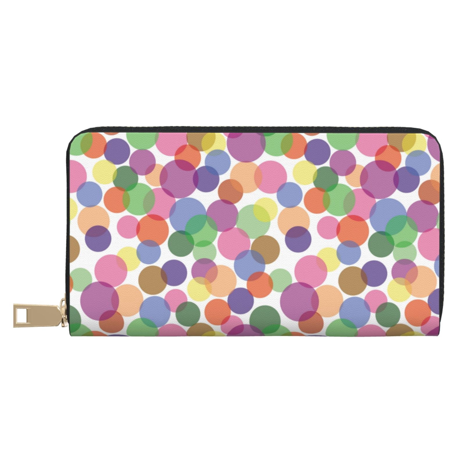 Leather Thin Slim Wallets for Women Men - colorful Polka dot cute ...