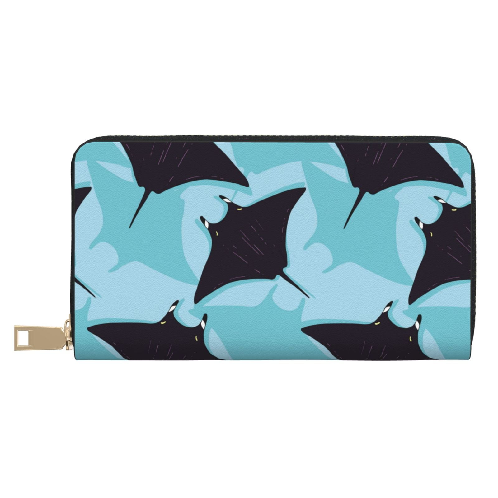 Leather Thin Slim Wallets for Women Men - cool stingray Mint green ...