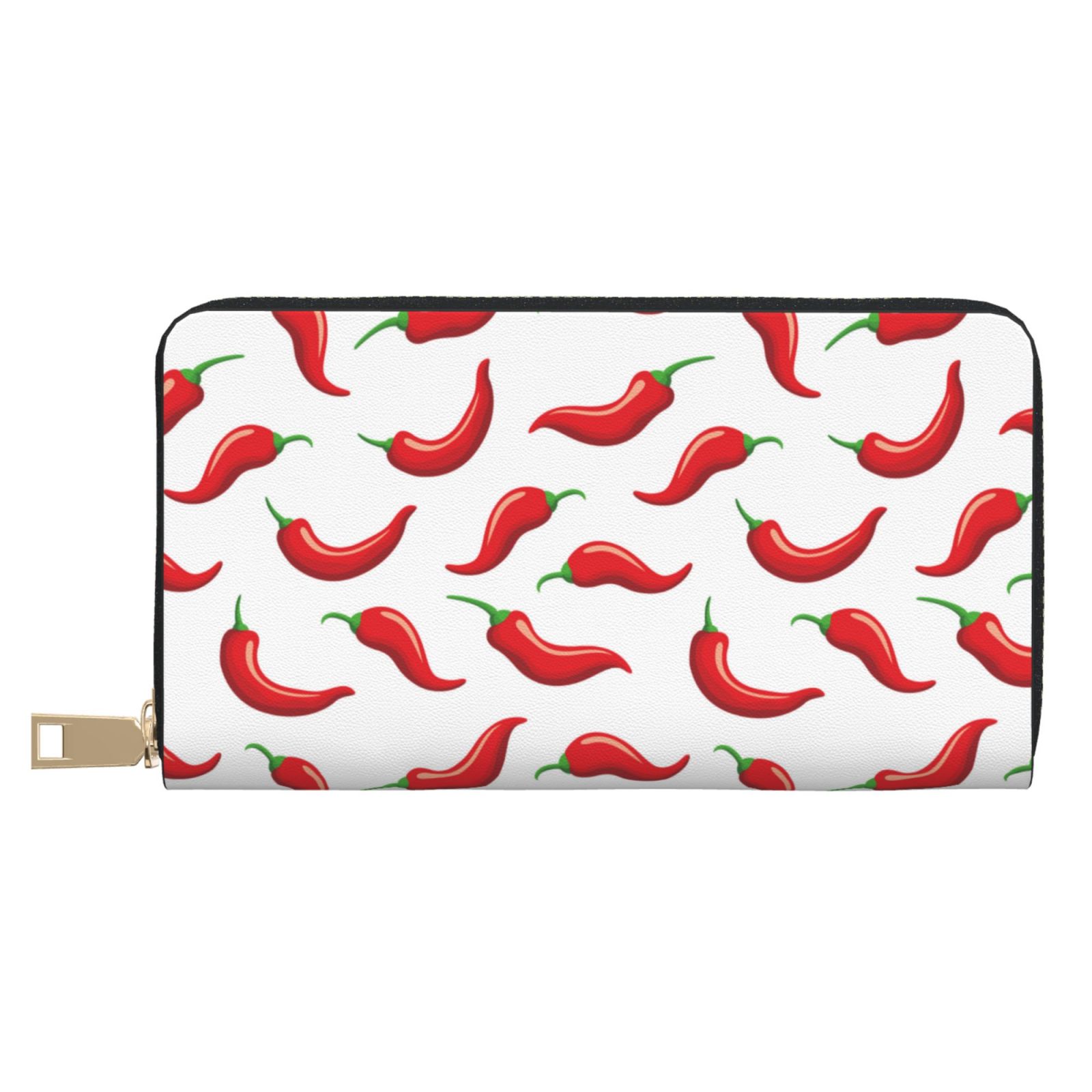 Leather Thin Slim Wallets for Women Men - red Chili Pepper pattern ...