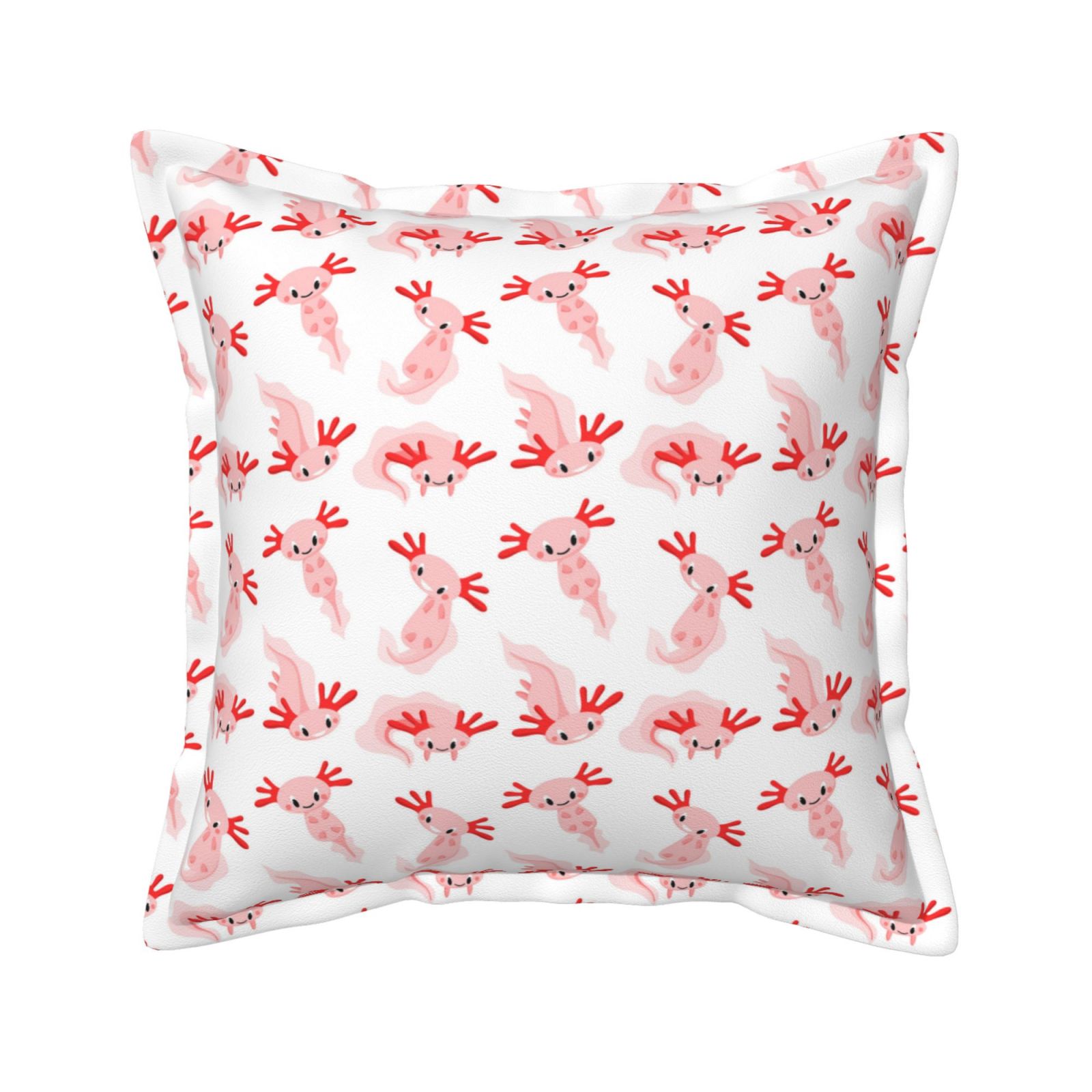 Leather Throw Pillow Covers 20x20 - Cartoon Cute Axolotl Pink_B Soft ...