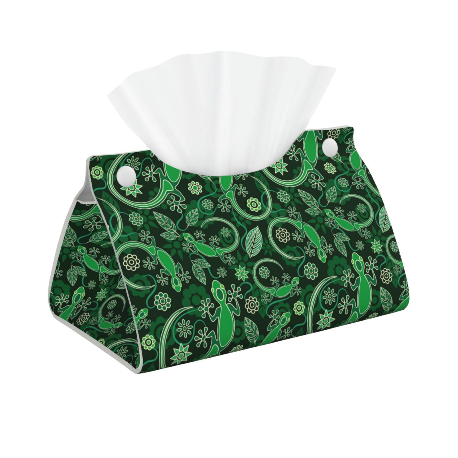 Leather Tissue Box Cover - Abstract Gecko Lizard Green Long PVC Tissue ...