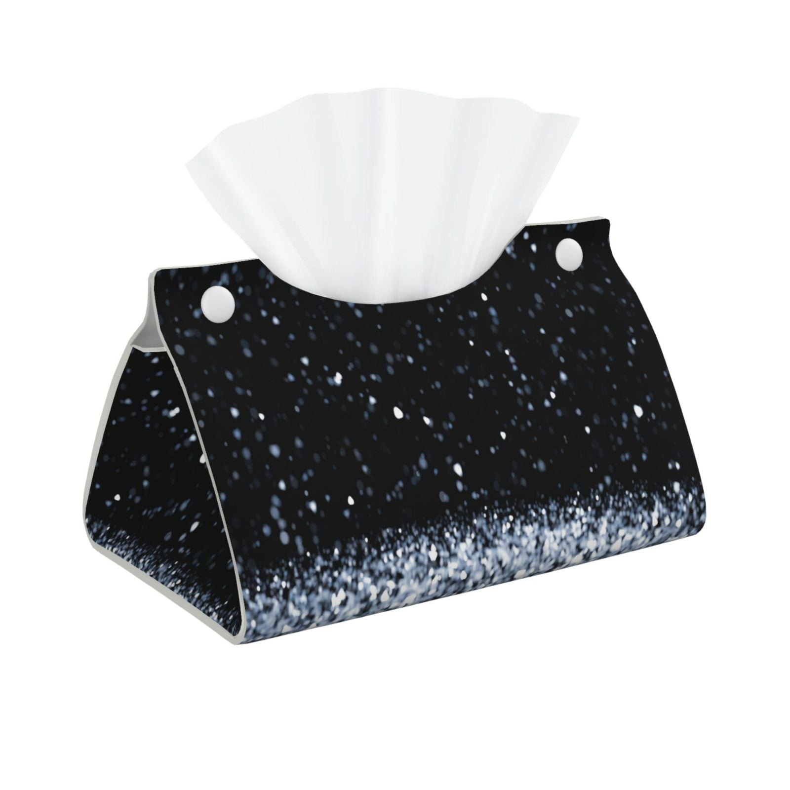 Leather Tissue Box Cover - Abstract Glitter Sparkle Black Long PVC ...