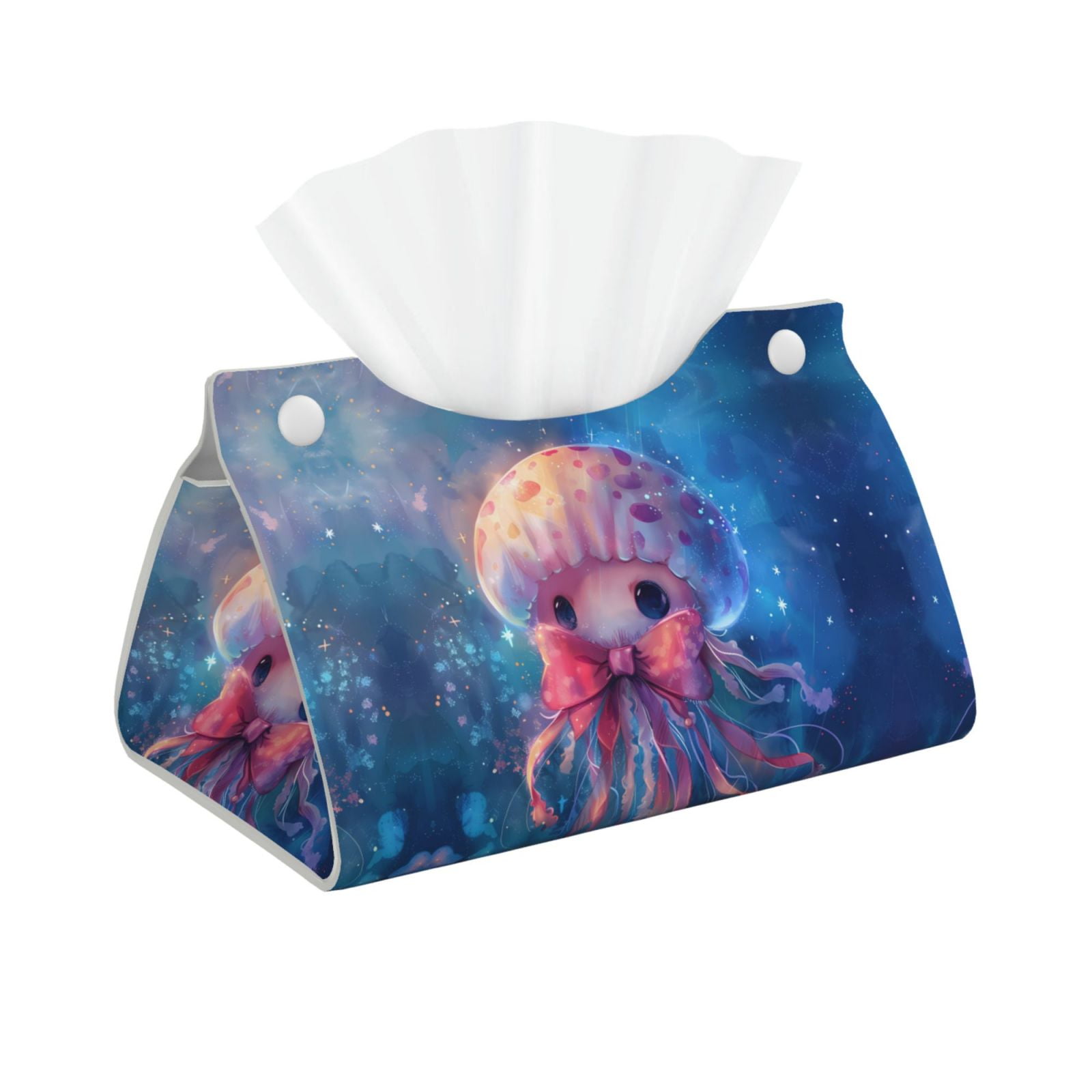 Leather Tissue Box Cover - Adorable Jellyfish In Bow Long PVC Tissue ...