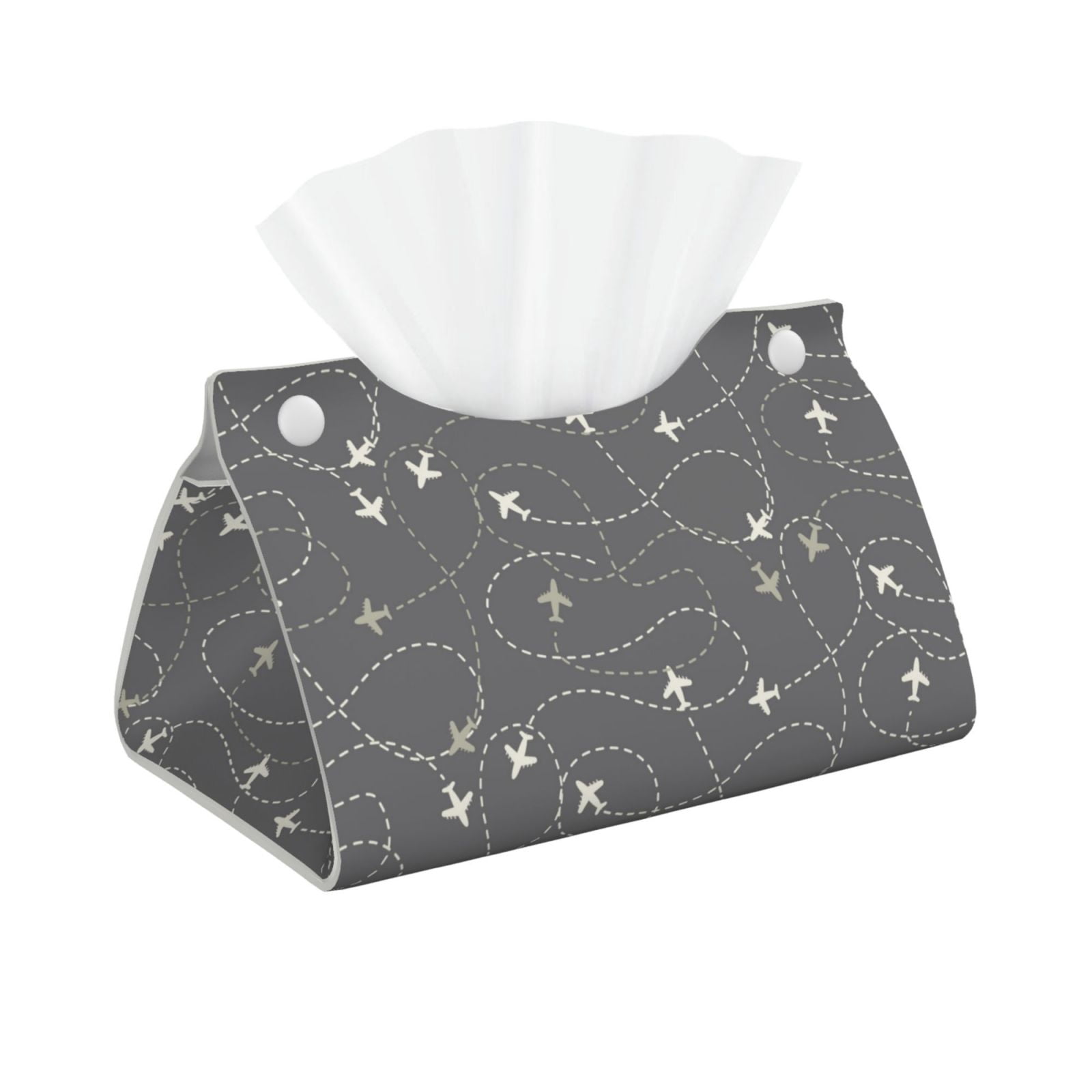 Leather Tissue Box Cover - Airplane Routes Around The World Long PVC ...