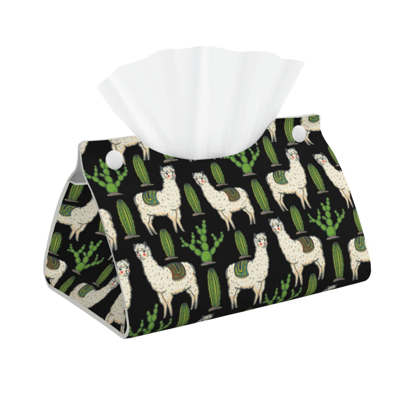 Leather Tissue Box Cover - Alpaca Cute llamas cactus funny Long PVC ...