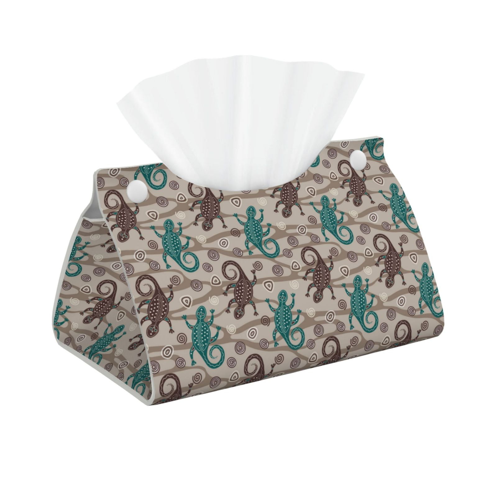 Leather Tissue Box Cover - Artsy Cute Gecko Lizard Long PVC Tissue Box ...