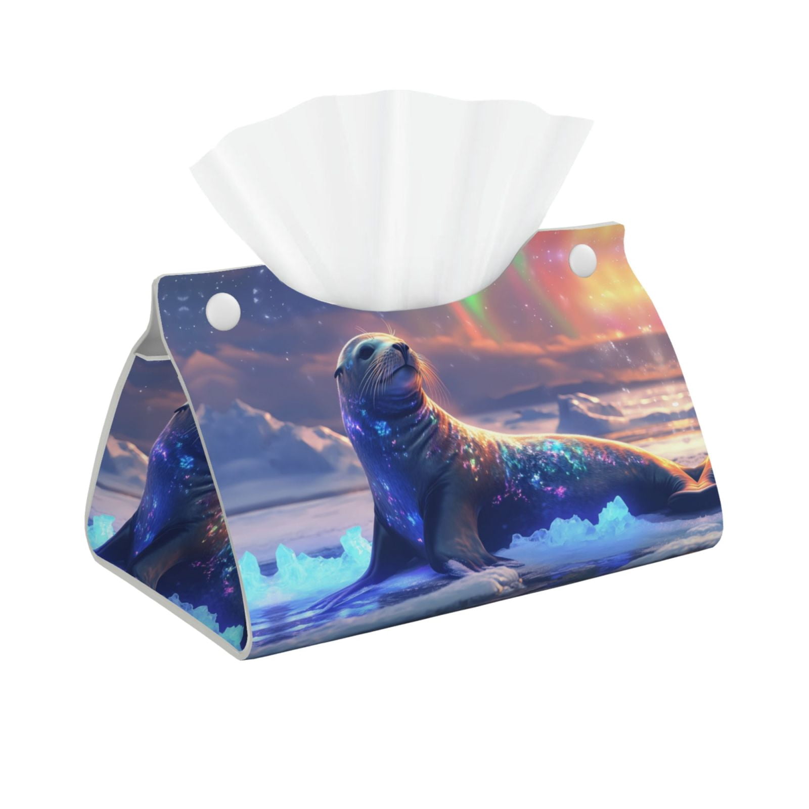 Leather Tissue Box Cover - Aurora Iceberg Seal B Long PVC Tissue Box ...